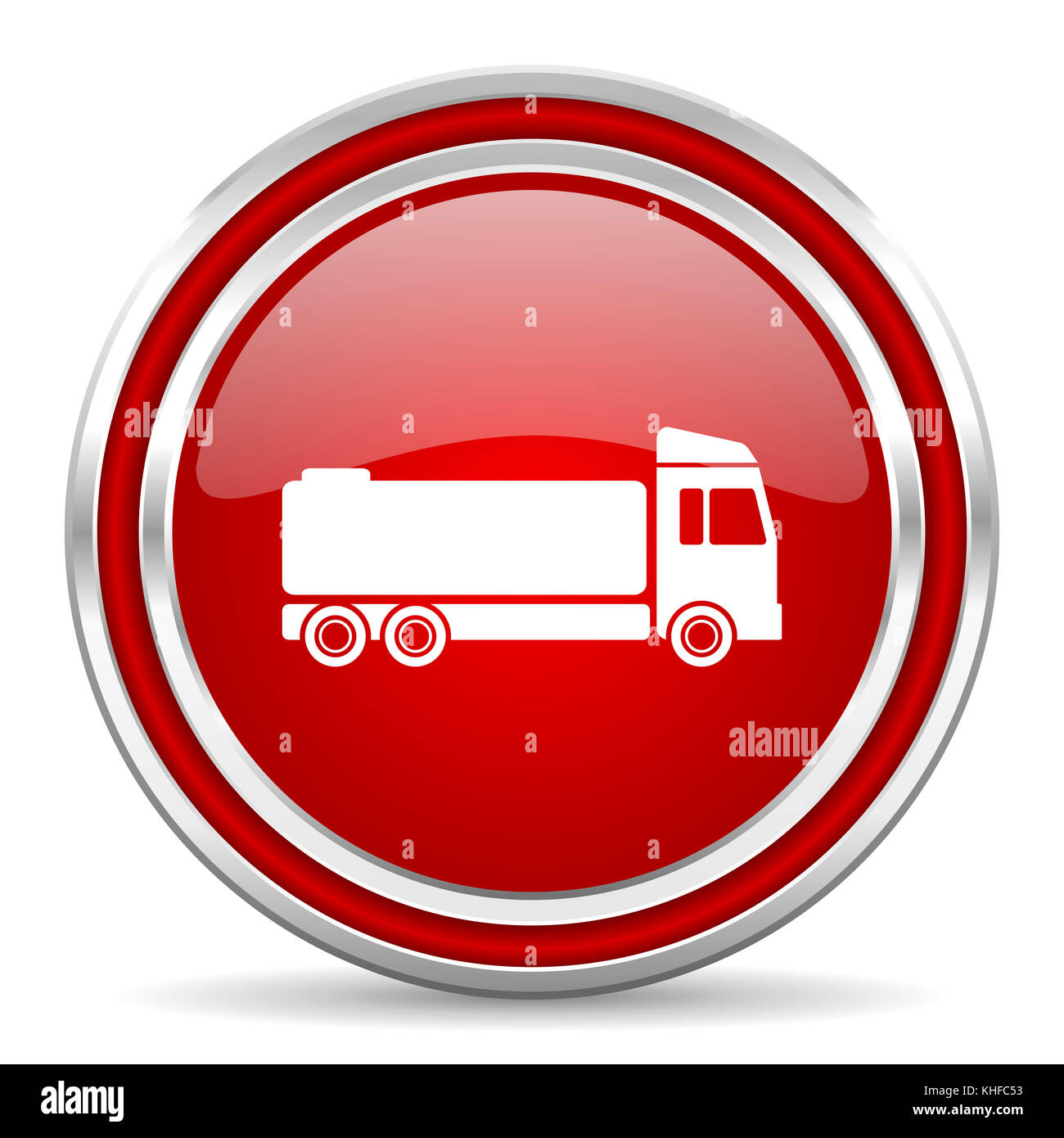 Truck red silver metallic chrome border web and mobile phone icon on ...
