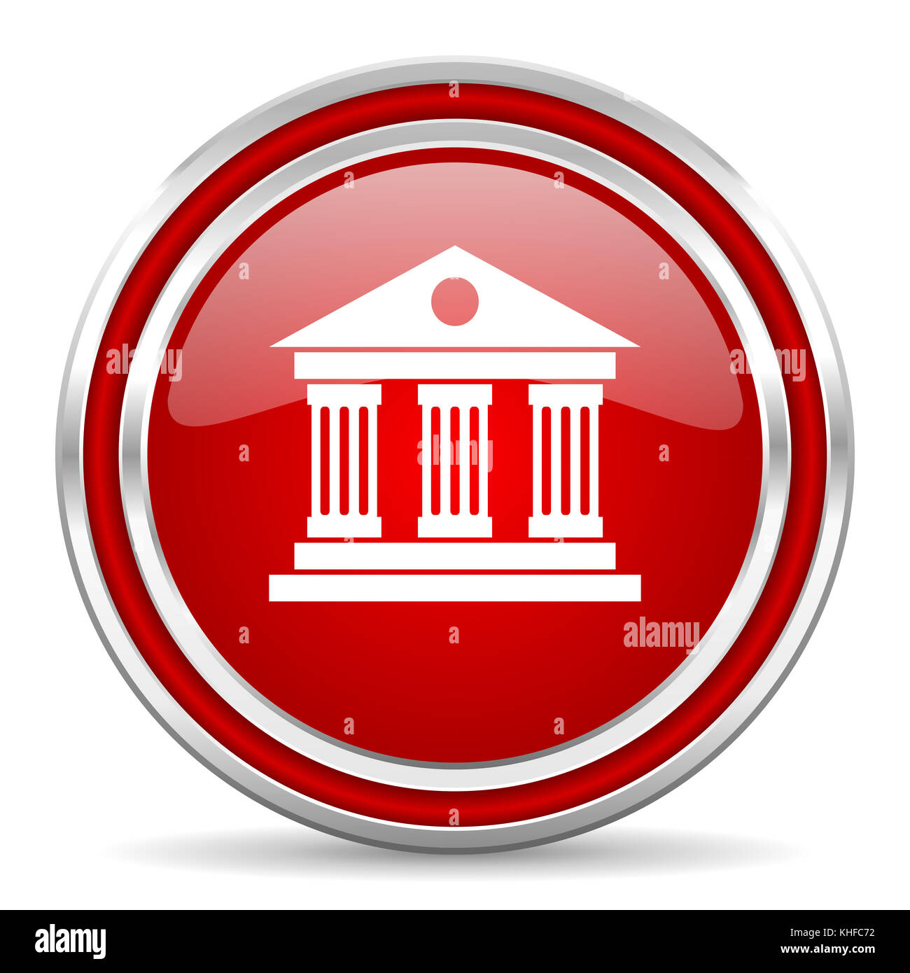 Museum red silver metallic chrome border web and mobile phone icon on ...