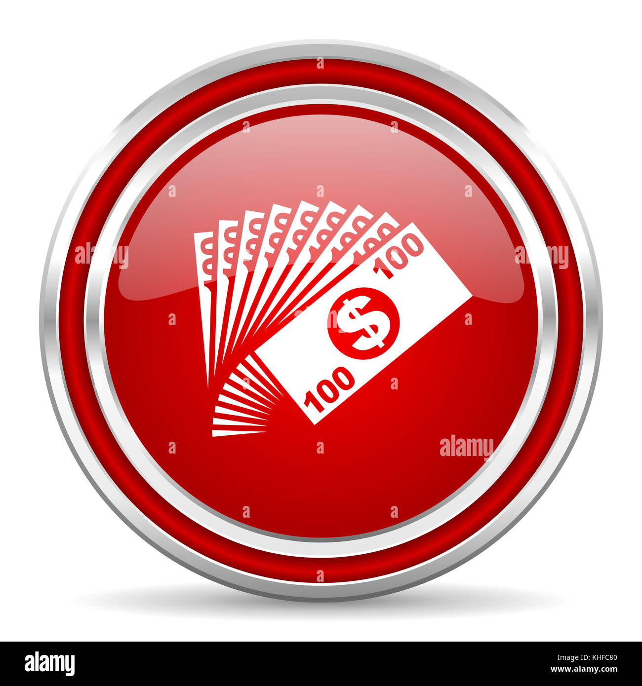 Money red silver metallic chrome border web and mobile phone icon on ...