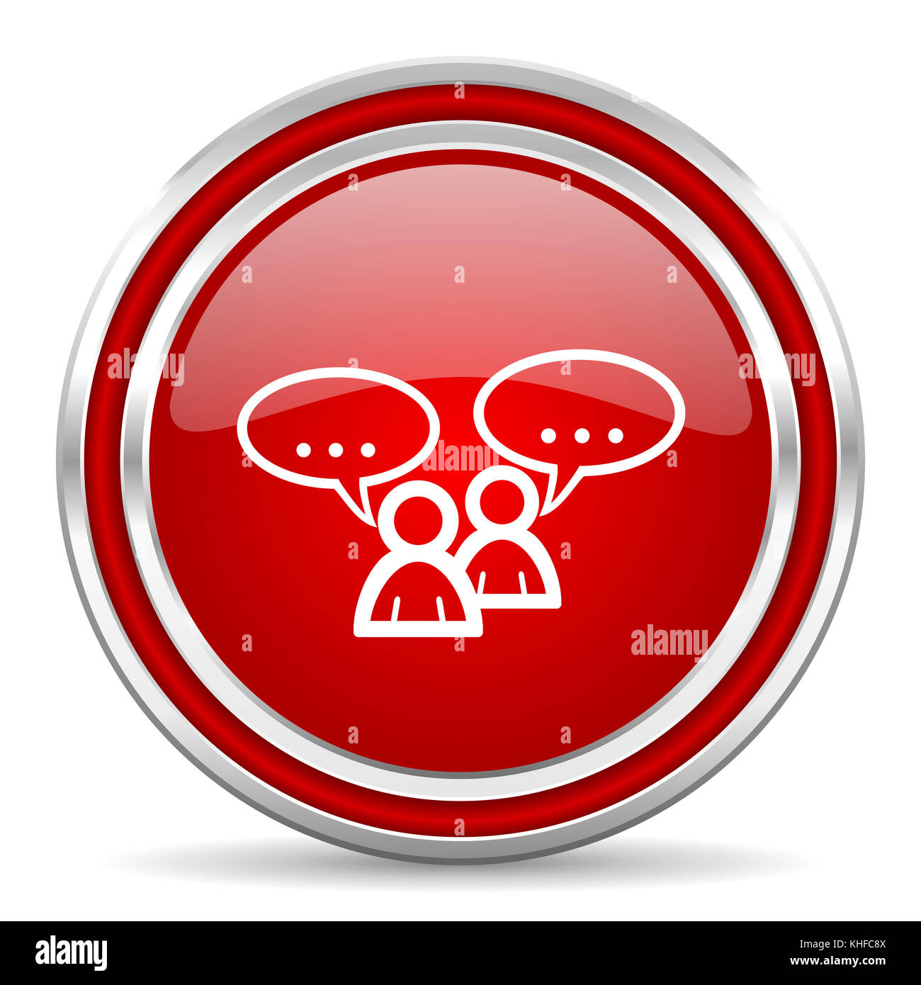 Forum red silver metallic chrome border web and mobile phone icon on ...