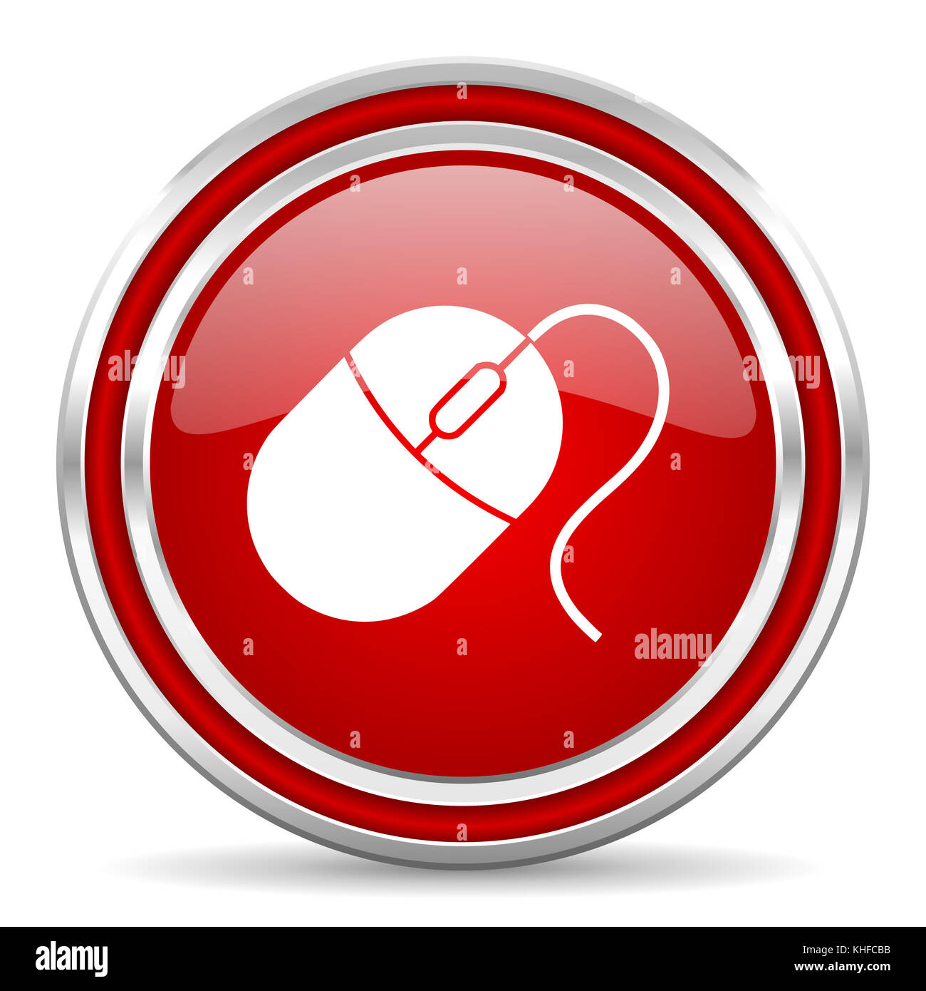 Mouse red silver metallic chrome border web and mobile phone icon on ...