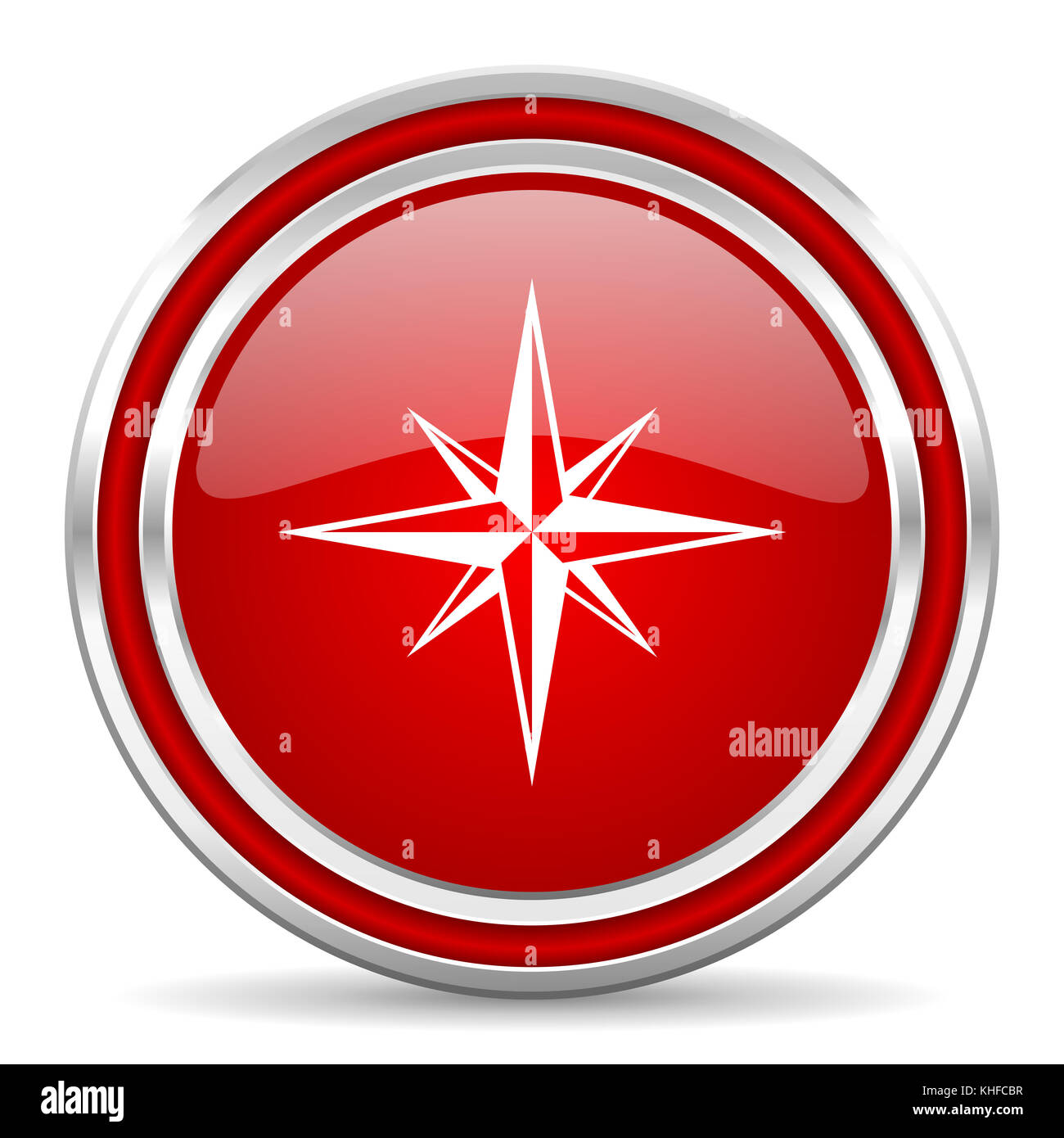 Compass red silver metallic chrome border web and mobile phone icon on ...