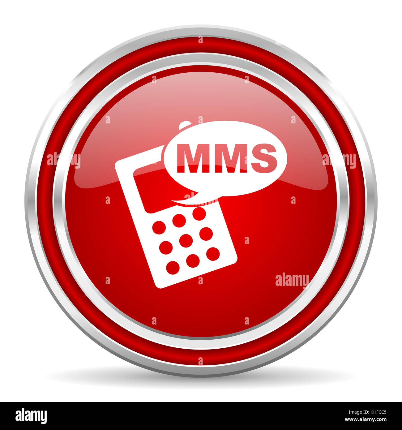 Mms red silver metallic chrome border web and mobile phone icon on ...