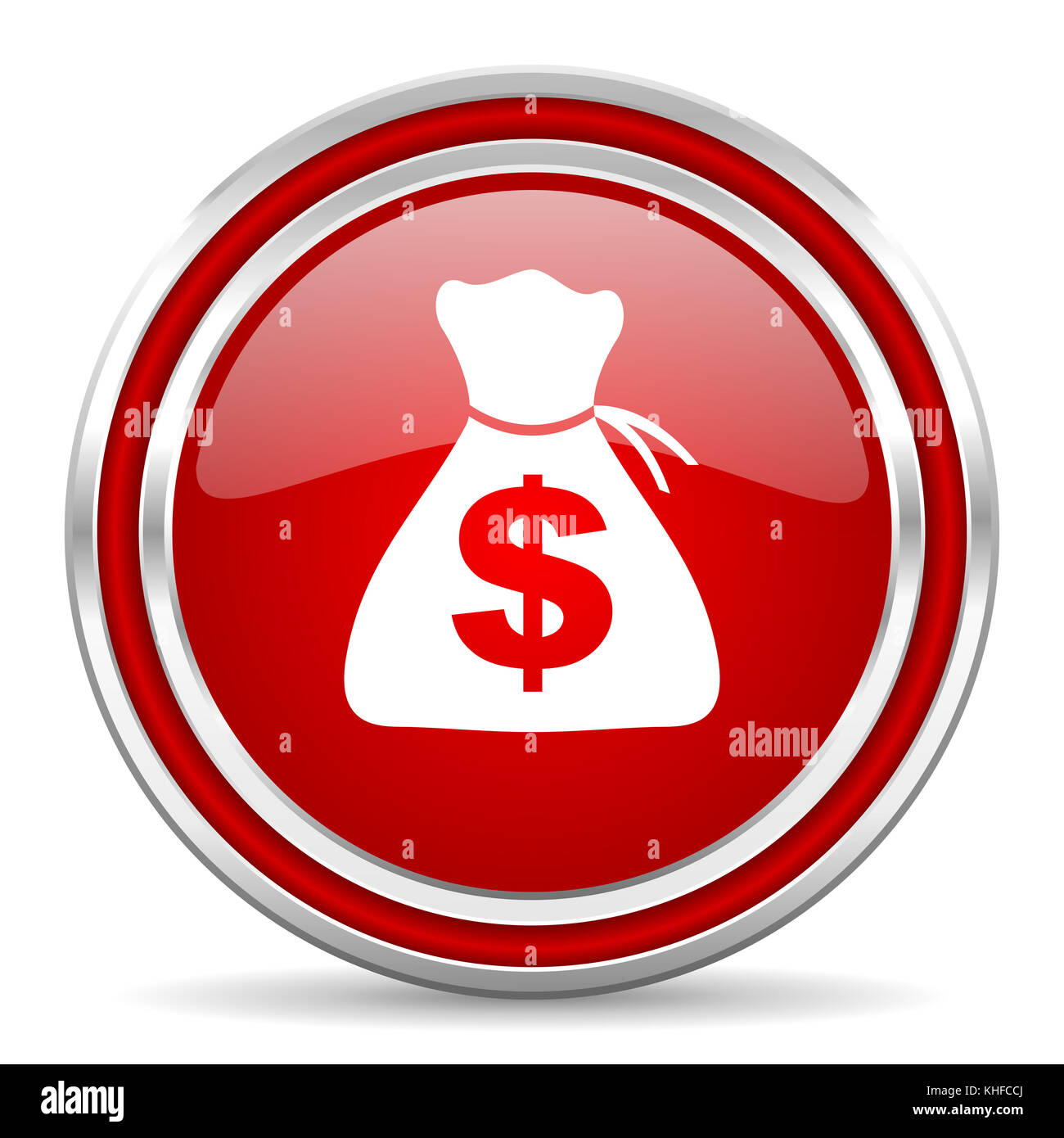 Money red silver metallic chrome border web and mobile phone icon on ...