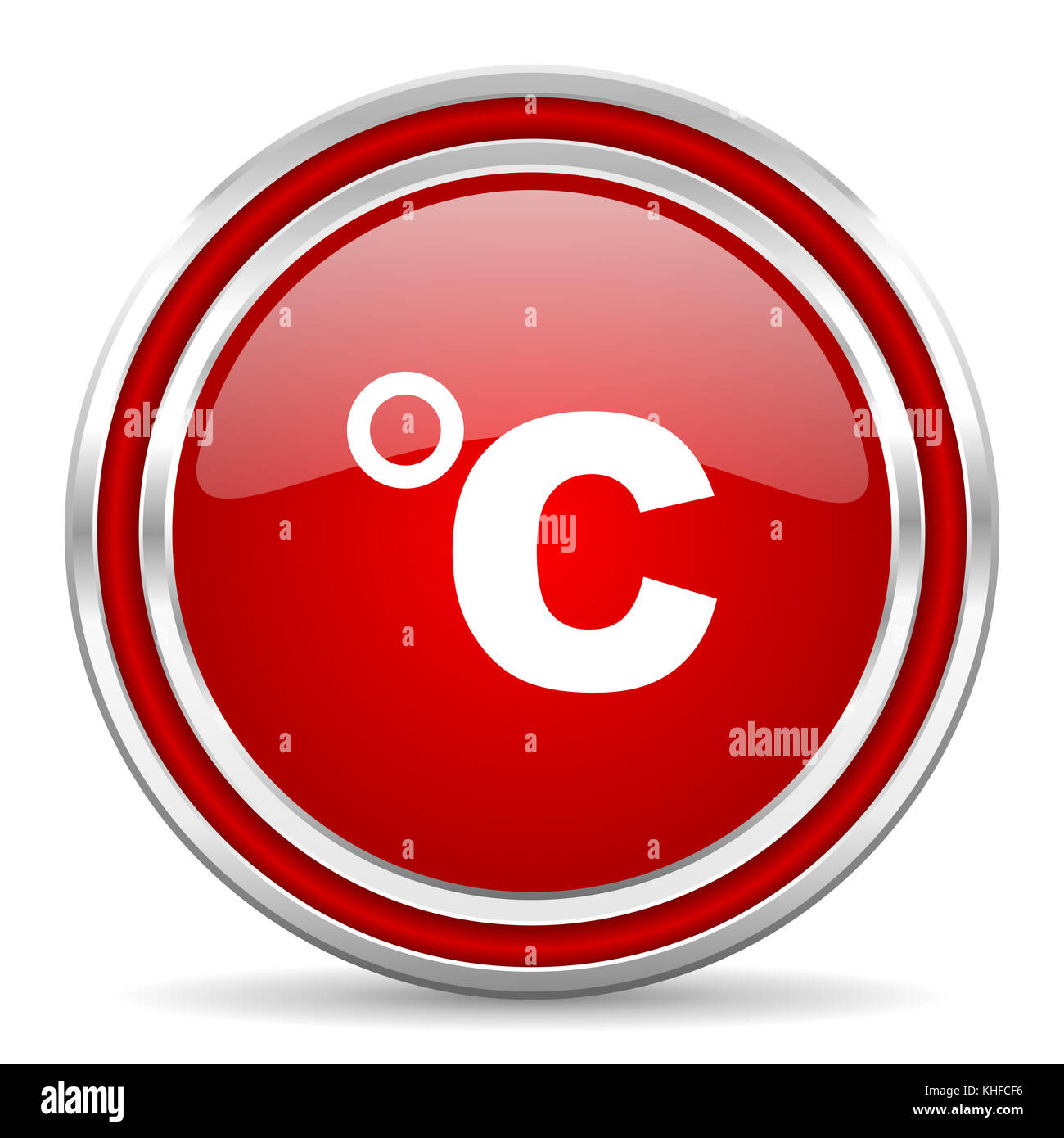 Celsius red silver metallic chrome border web and mobile phone icon on ...