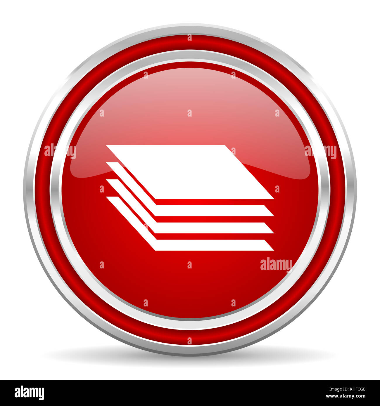 Layers red silver metallic chrome border web and mobile phone icon on ...