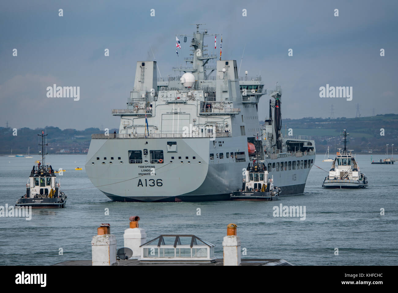 RFA Tidespring, a new naval auxiliary replenishment ship arriving at ...