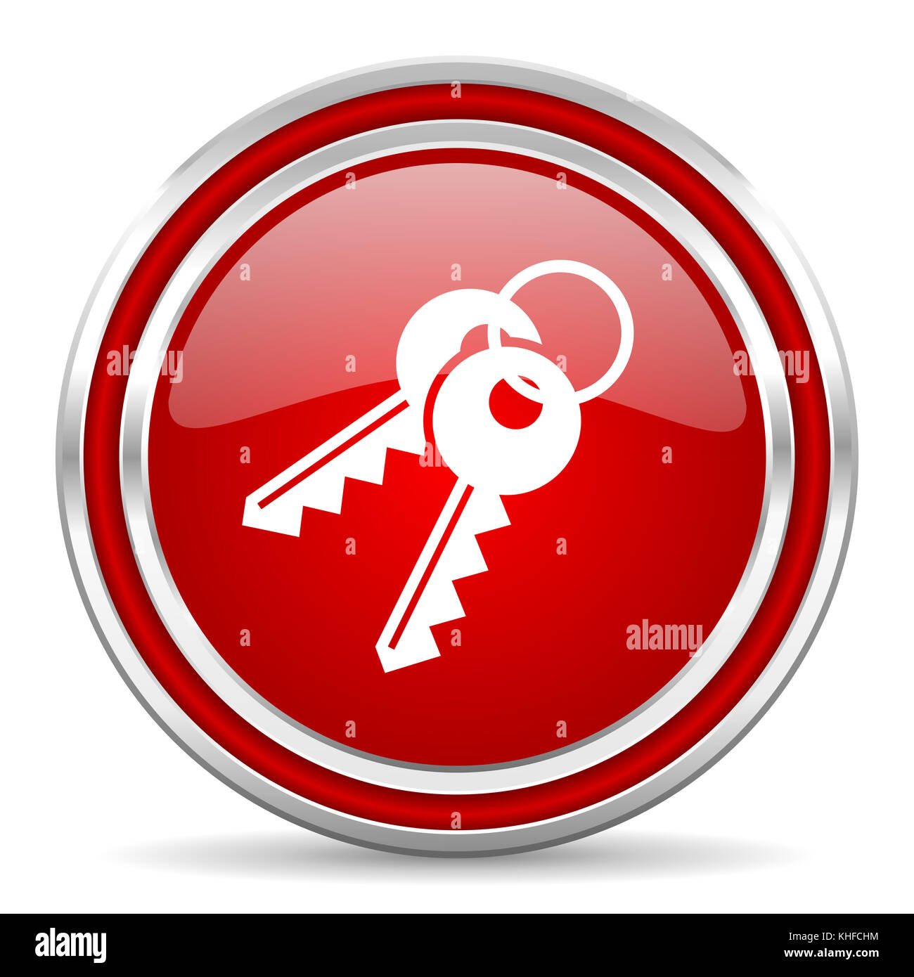Keys red silver metallic chrome border web and mobile phone icon on ...