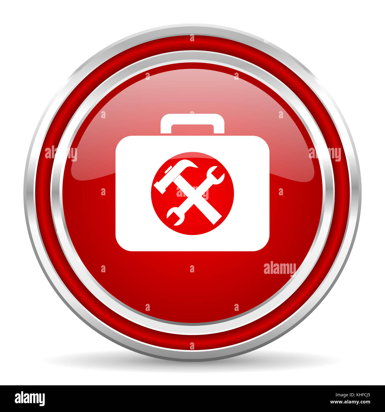 Toolkit red silver metallic chrome border web and mobile phone icon on ...