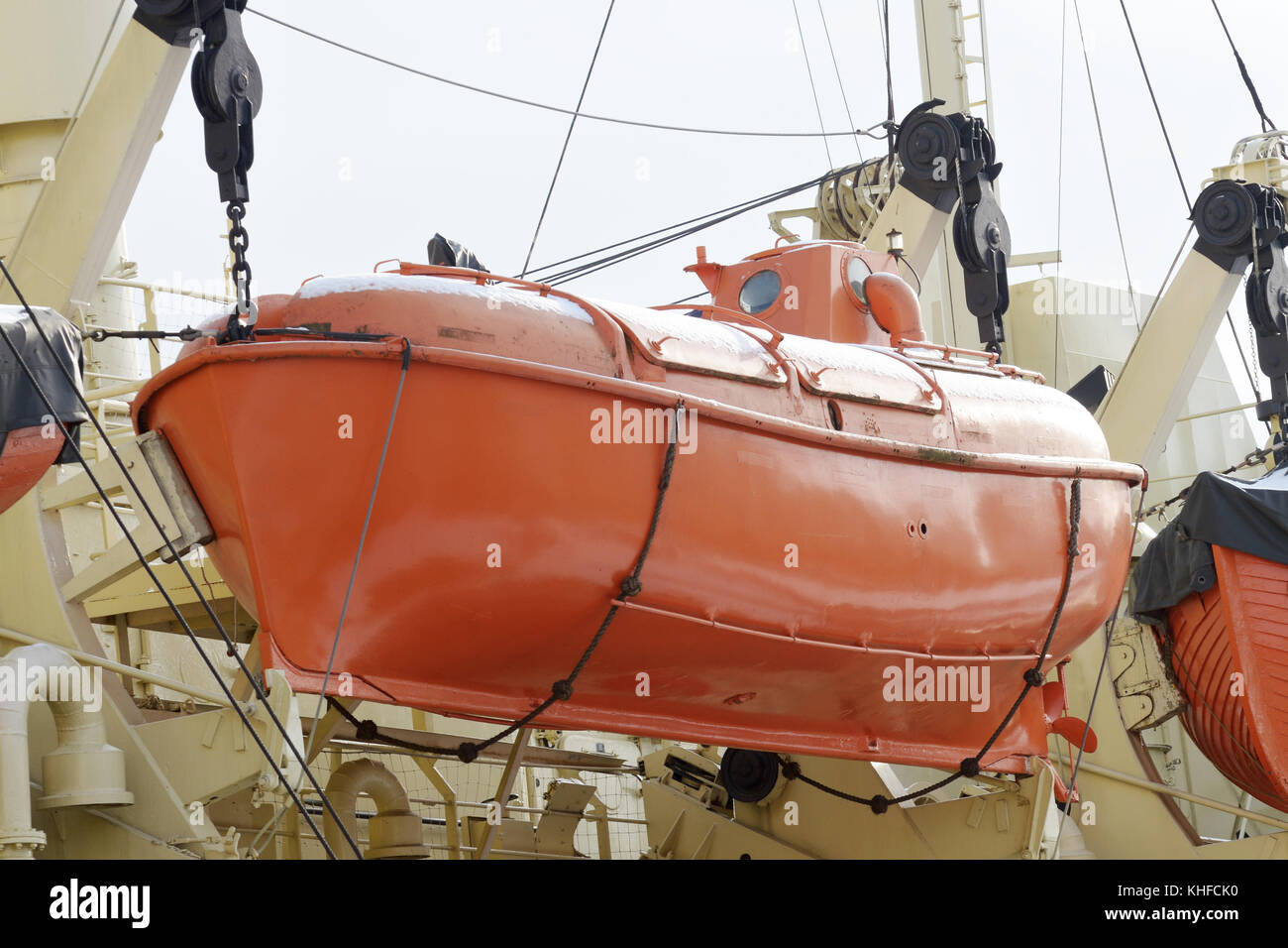 On Board the ship is the boat for various emergency situations Stock ...