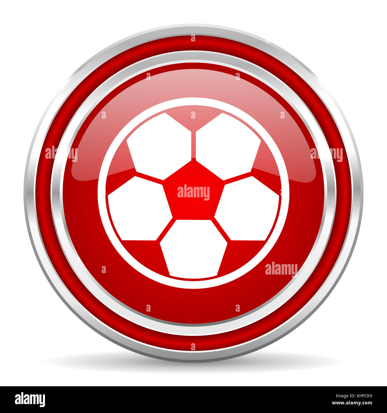Soccer red silver metallic chrome border web and mobile phone icon on ...
