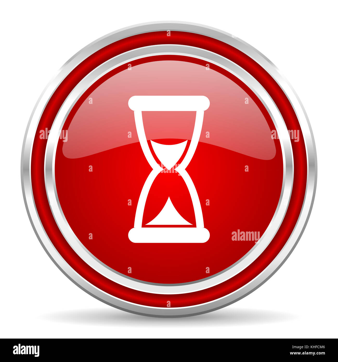 Time red silver metallic chrome border web and mobile phone icon on ...