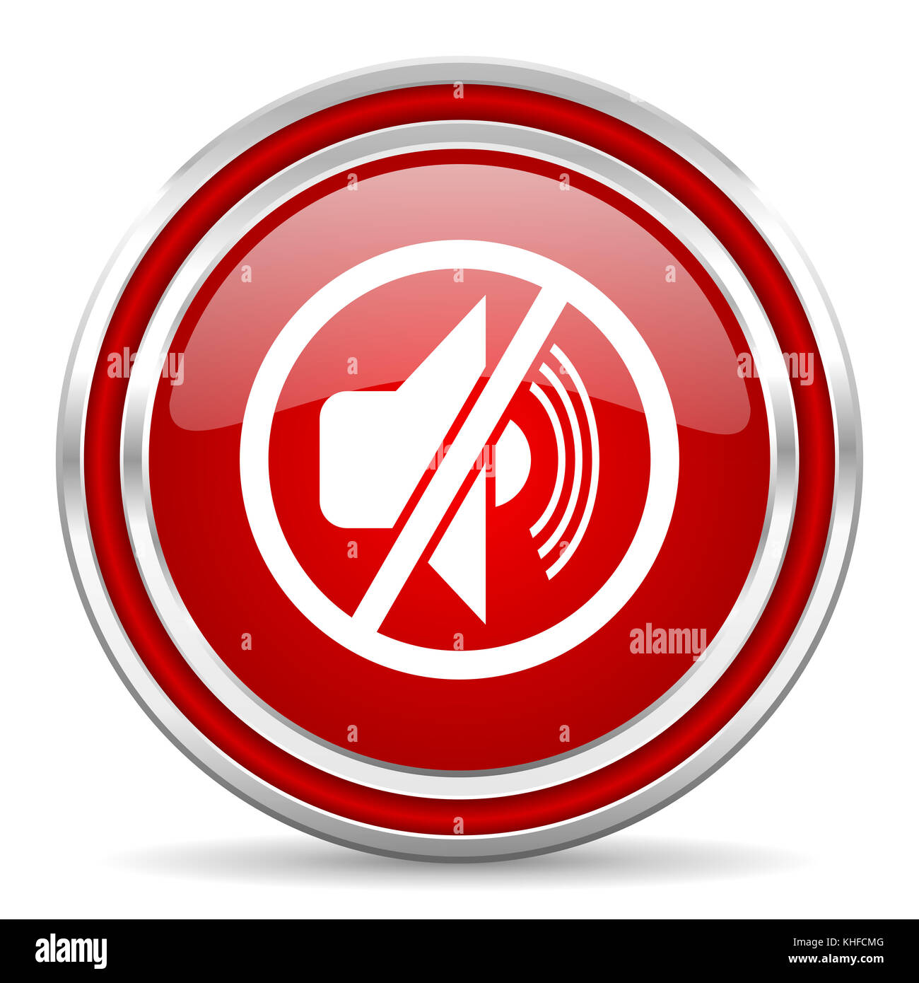 Mute red silver metallic chrome border web and mobile phone icon on ...