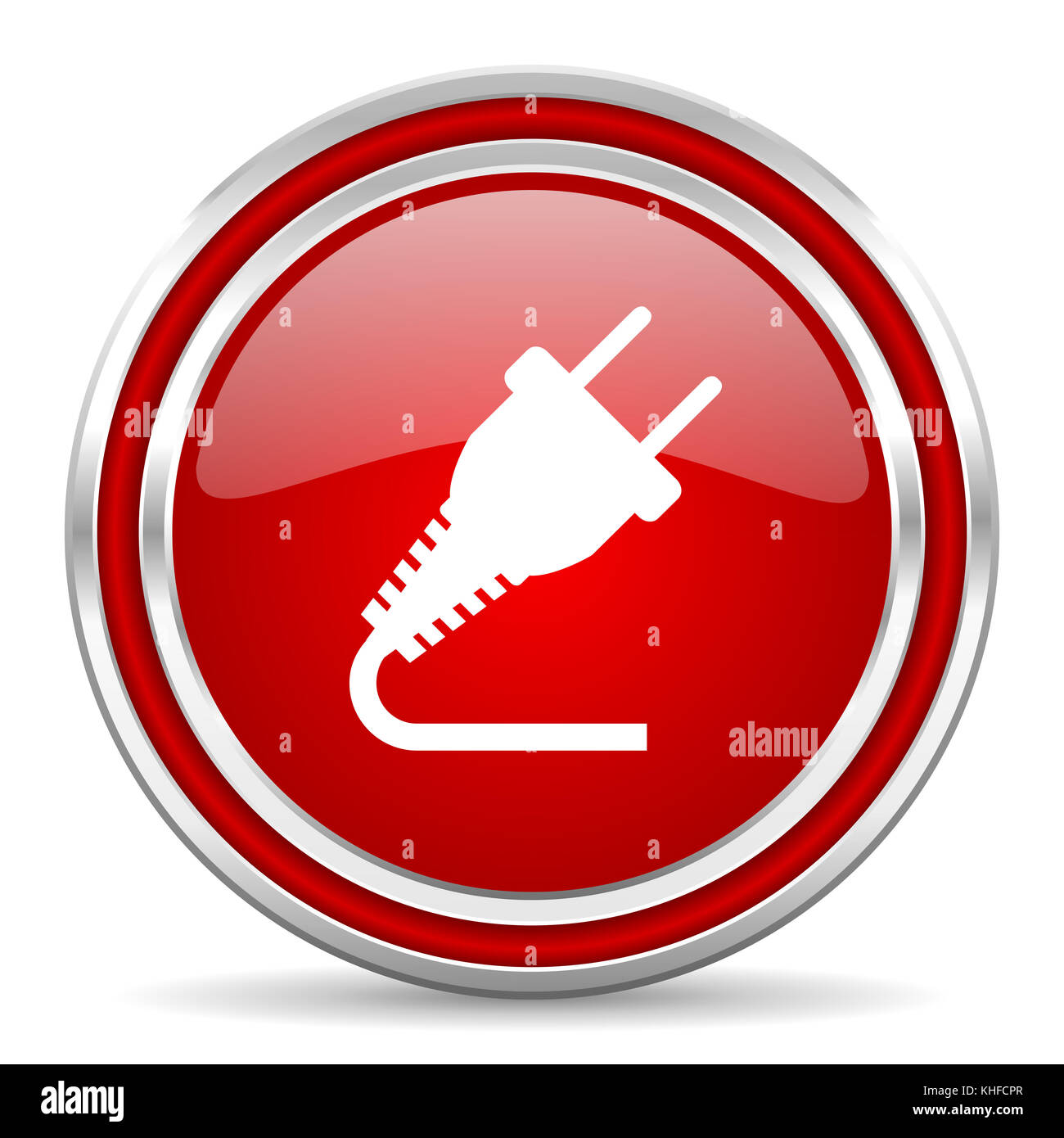 Plug red silver metallic chrome border web and mobile phone icon on ...