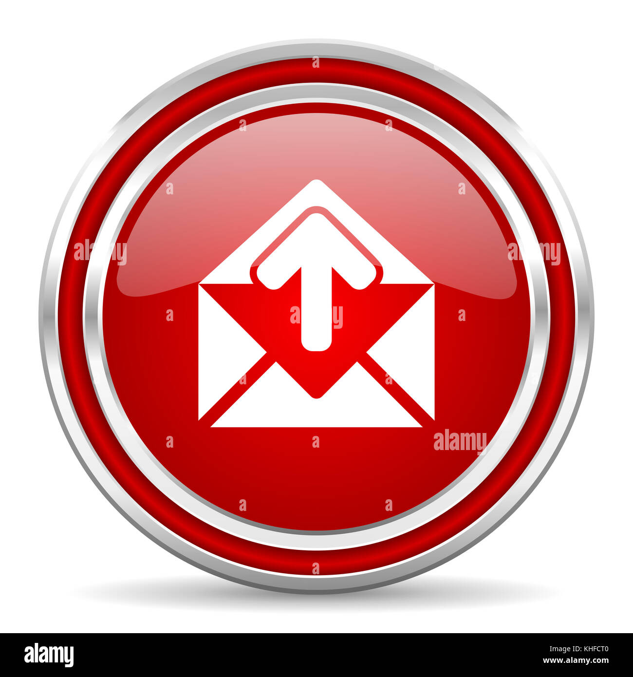 Email red silver metallic chrome border web and mobile phone icon on ...