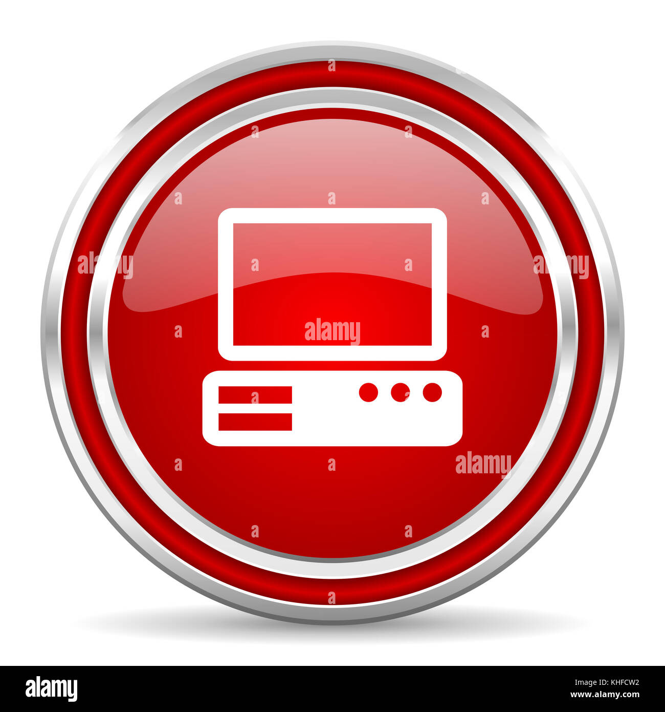 Computer red silver metallic chrome border web and mobile phone icon on ...