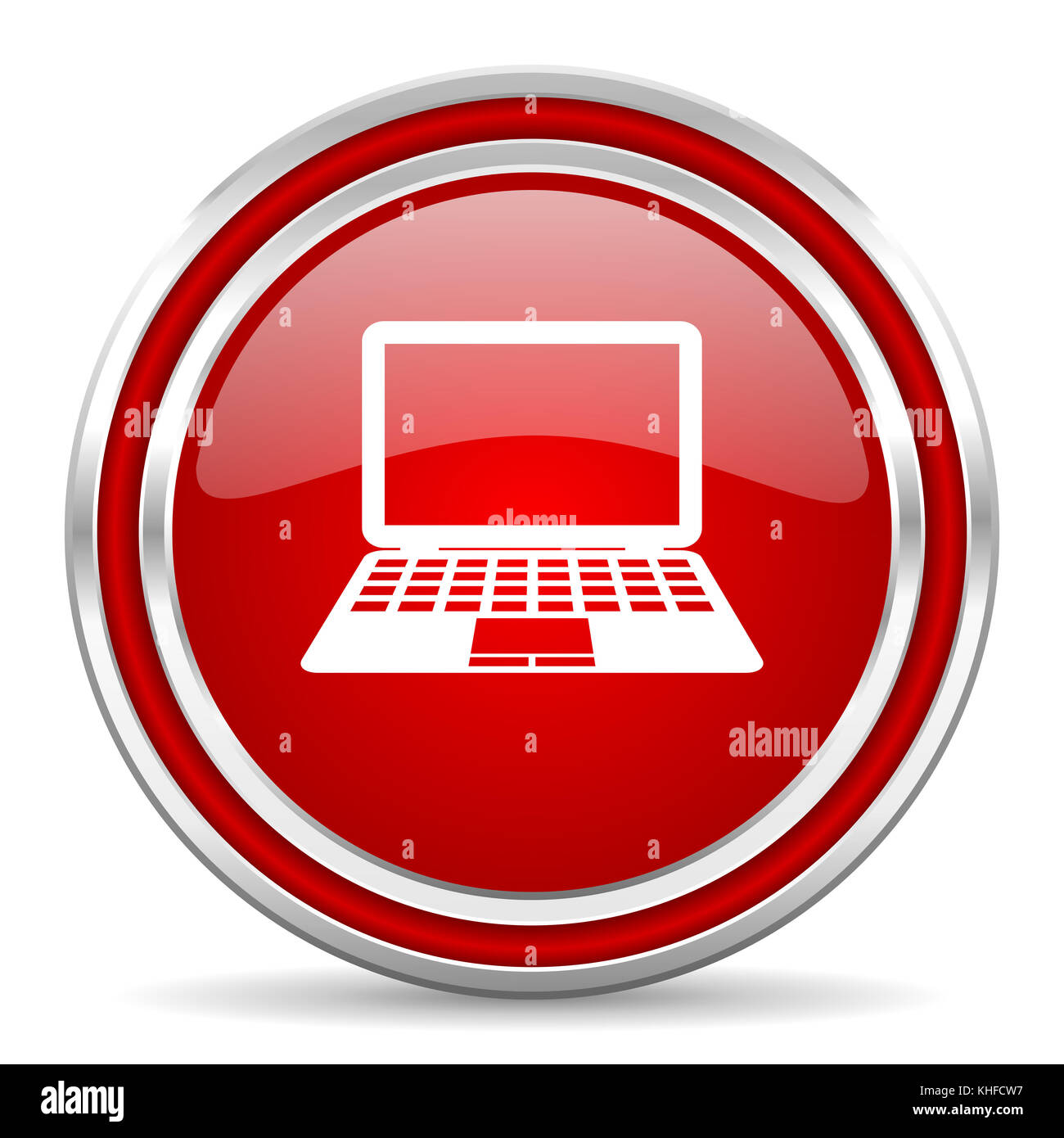 Computer red silver metallic chrome border web and mobile phone icon on ...