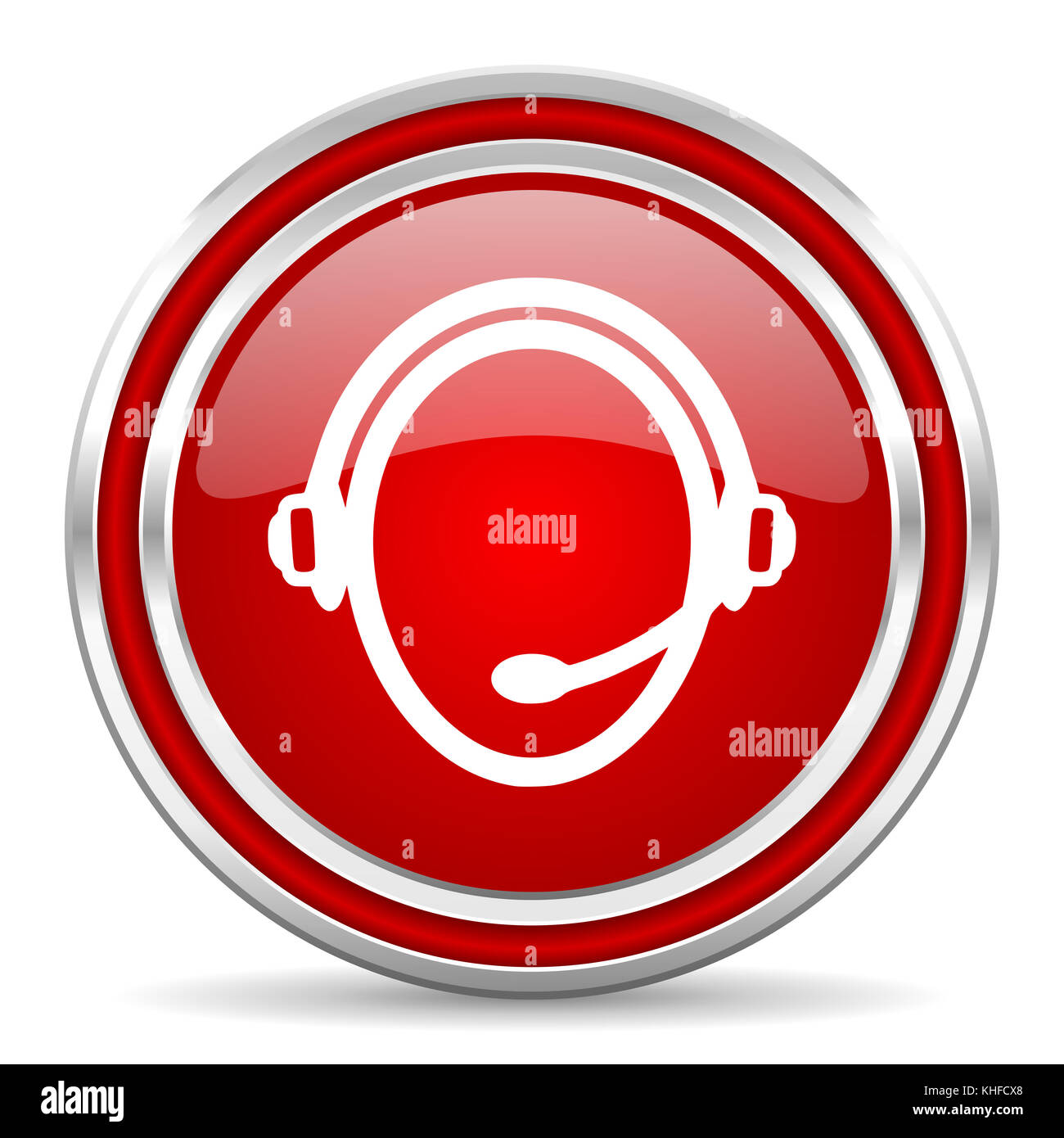 Customer service red silver metallic chrome border web and mobile phone ...