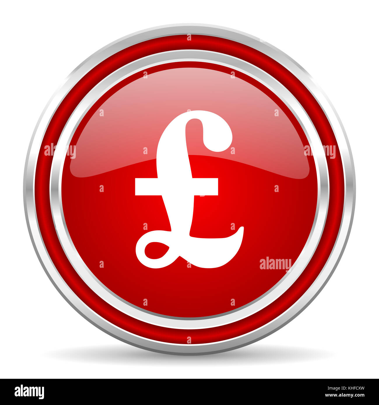 Pound red silver metallic chrome border web and mobile phone icon on ...