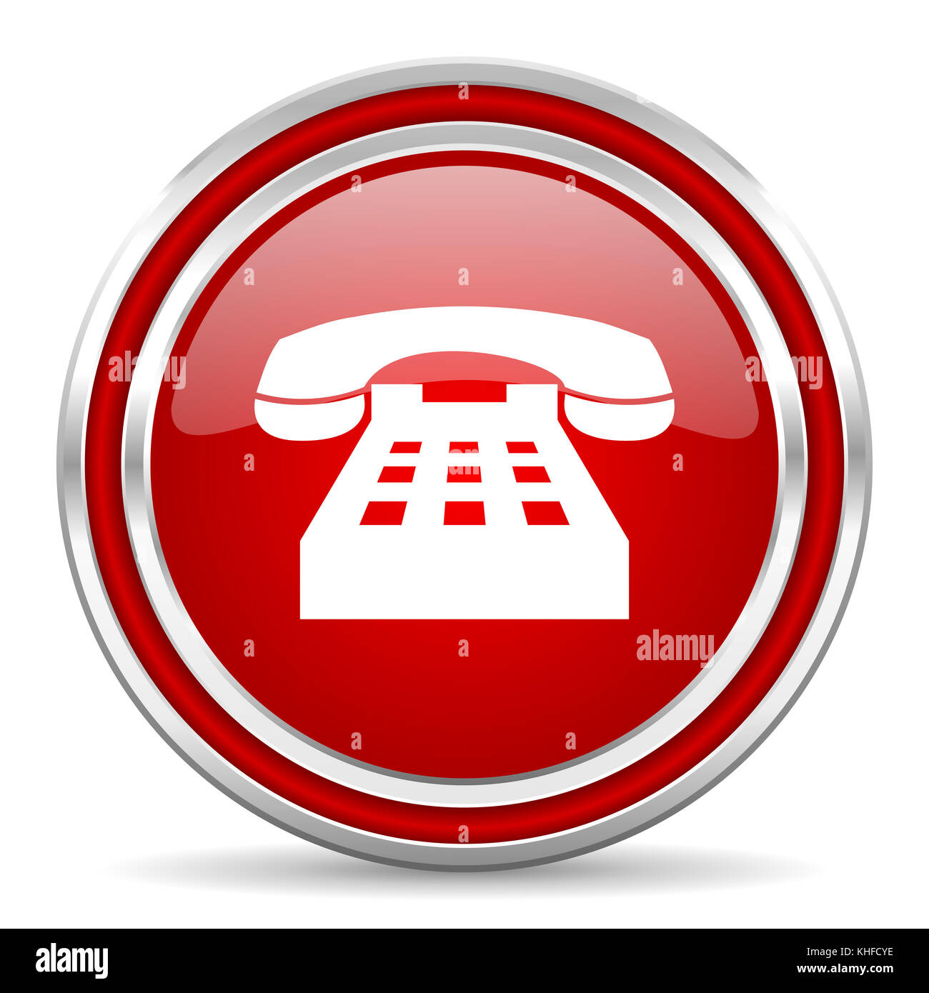 Phone red silver metallic chrome border web and mobile phone icon on ...
