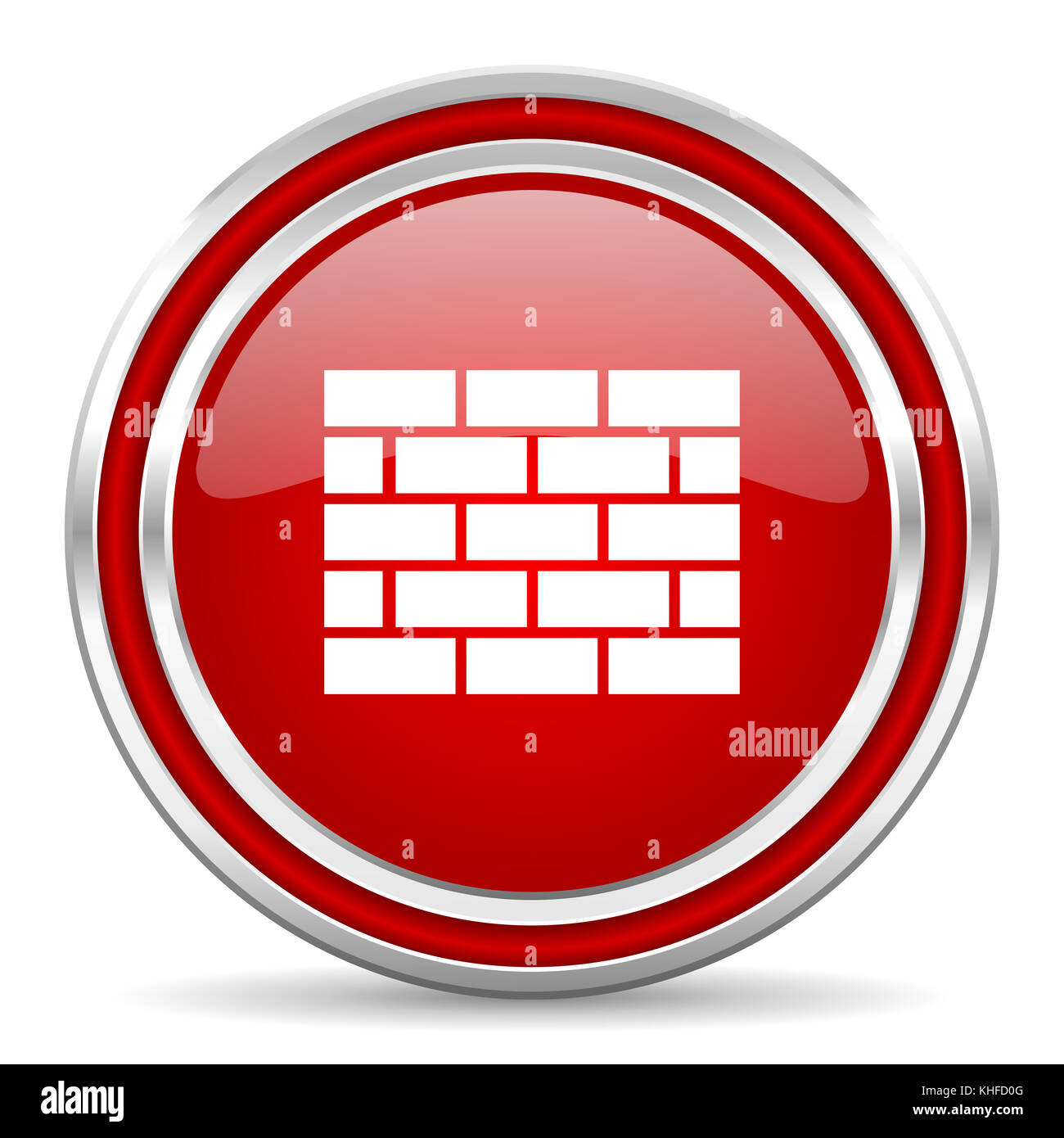 Firewall red silver metallic chrome border web and mobile phone icon on ...
