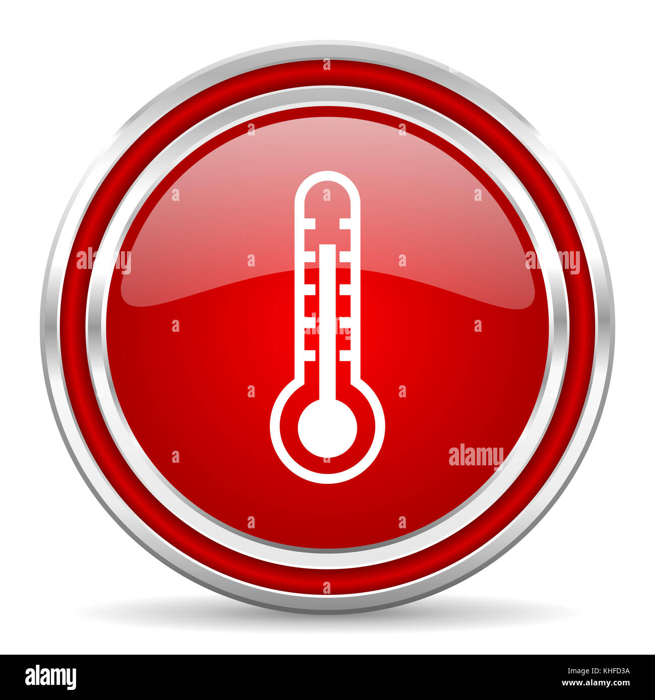 Thermometer red silver metallic chrome border web and mobile phone icon ...