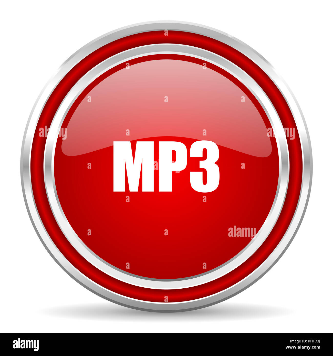 Mp3 red silver metallic chrome border web and mobile phone icon on ...