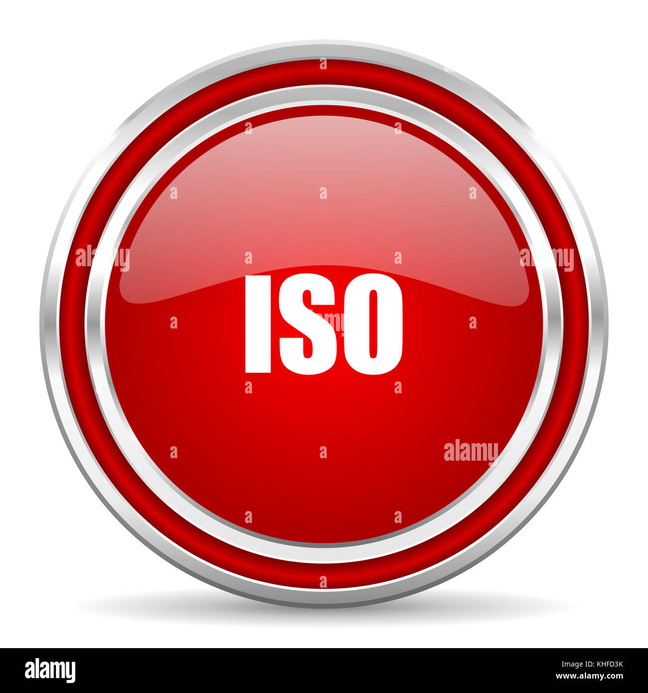 ISO red silver metallic chrome border web and mobile phone icon on ...