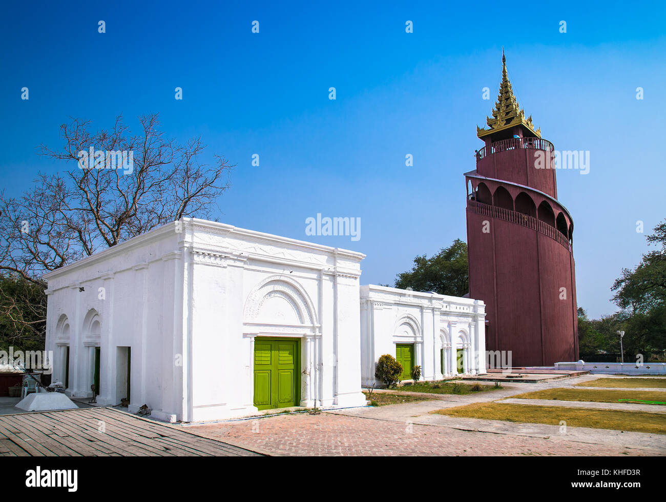 Tower of The Royal palace in Mandalay, Myanmar.(Burma Stock Photo - Alamy