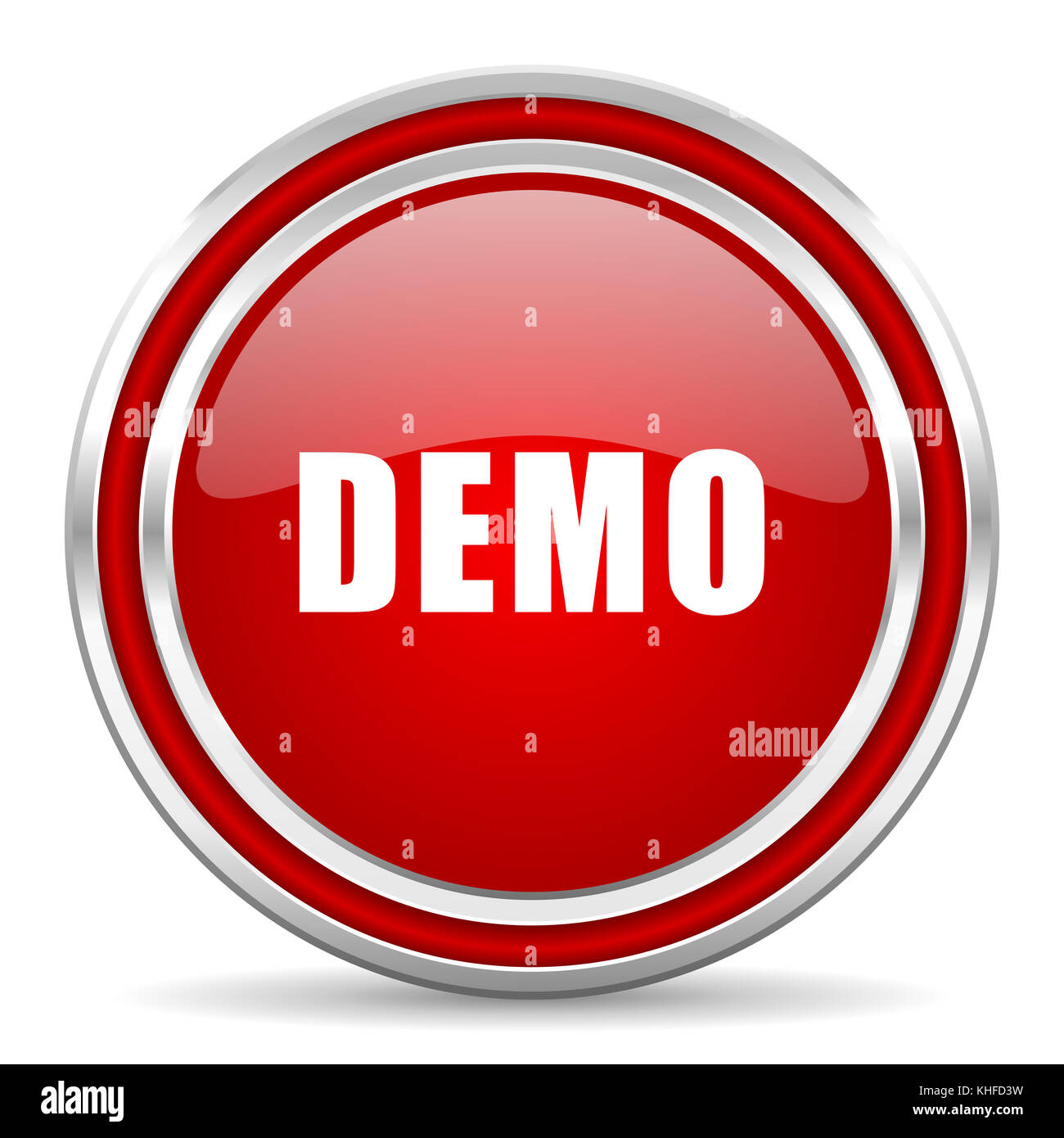 Demo red silver metallic chrome border web and mobile phone icon on ...