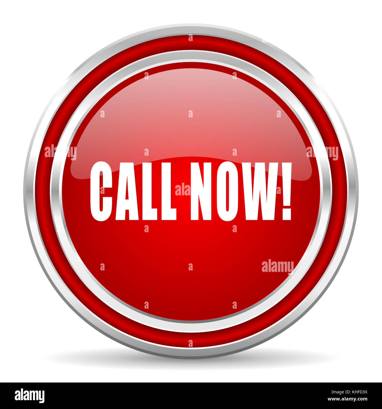 Call now red silver metallic chrome border web and mobile phone icon on ...