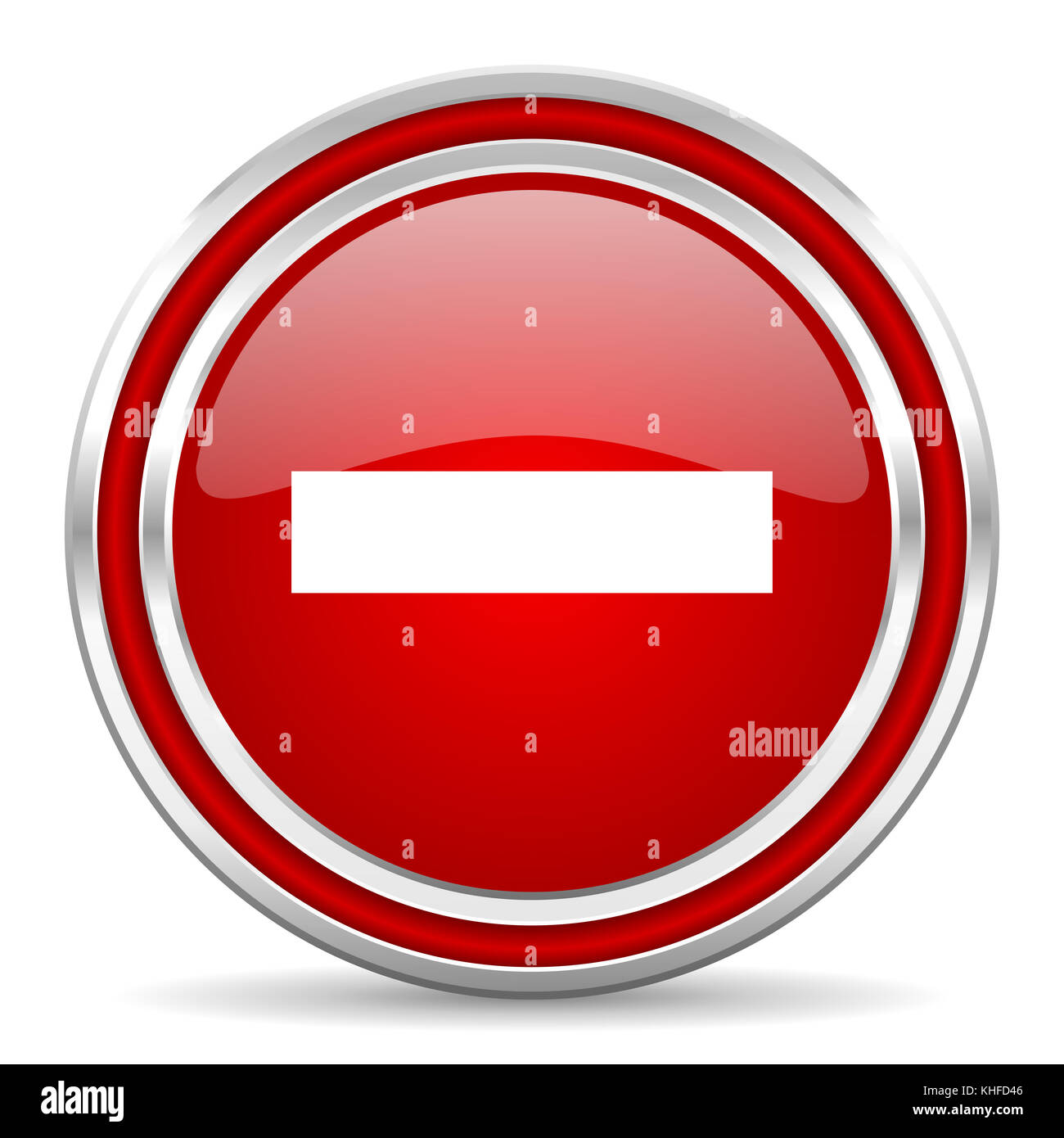 Minus red silver metallic chrome border web and mobile phone icon on ...