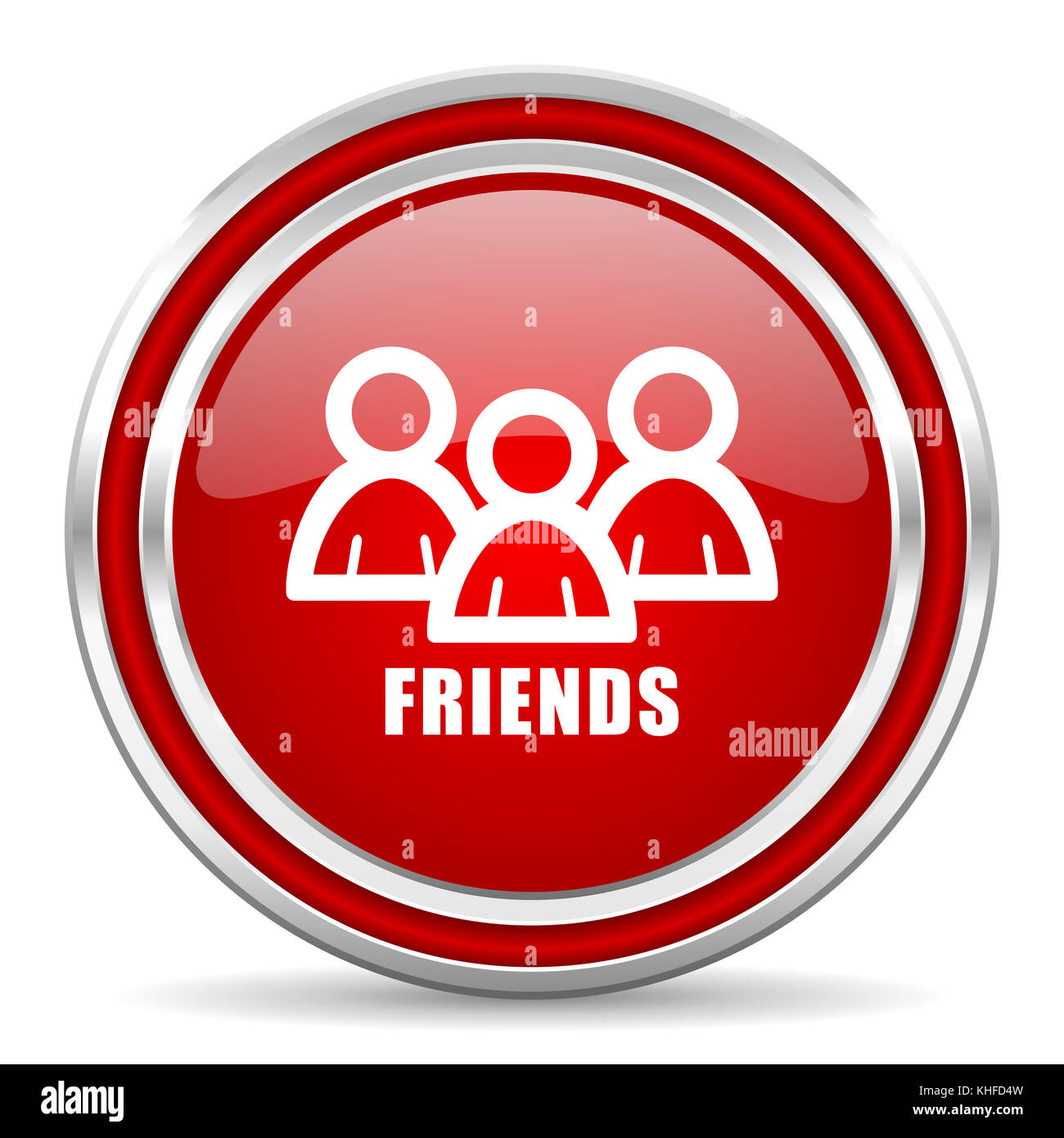 Friends red silver metallic chrome border web and mobile phone icon on ...