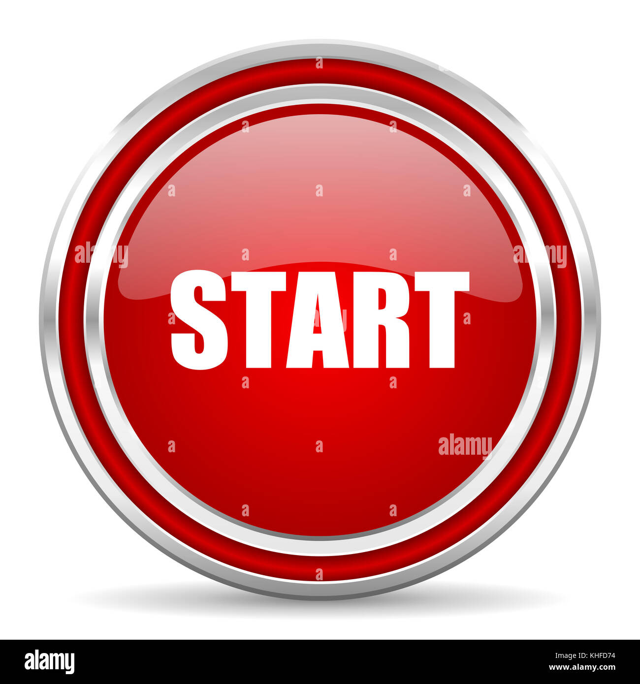 Start red silver metallic chrome border web and mobile phone icon on ...