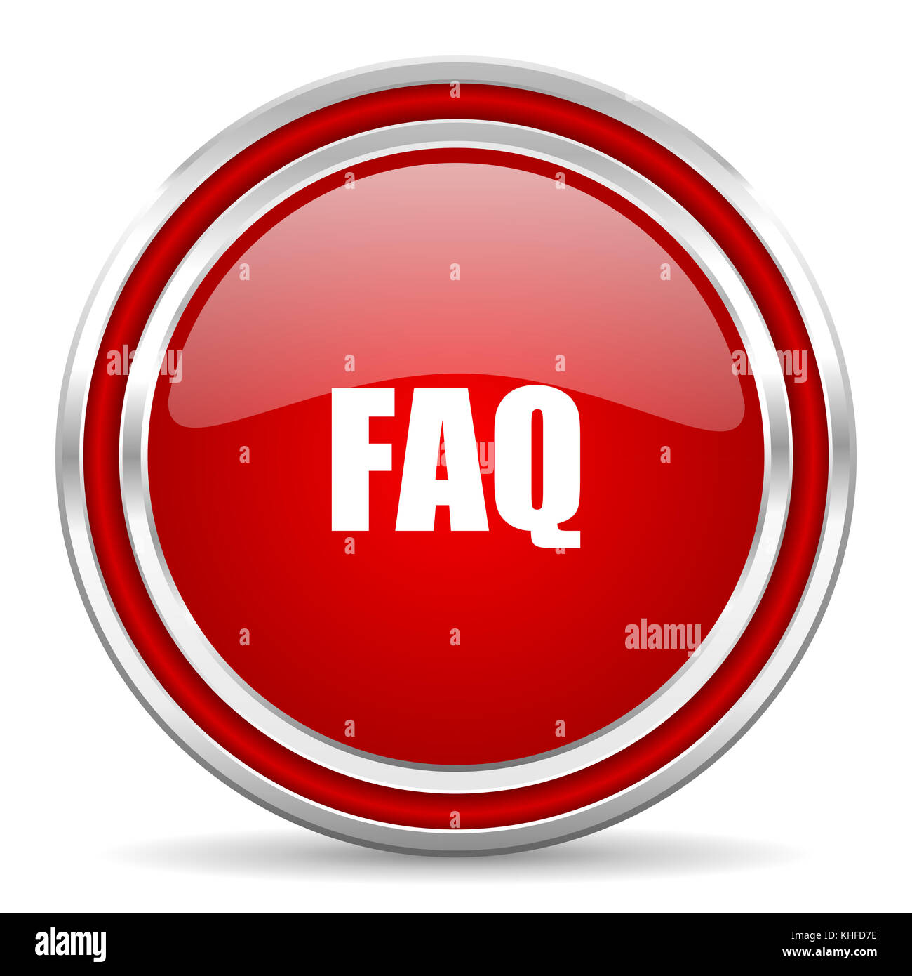 Faq red silver metallic chrome border web and mobile phone icon on ...