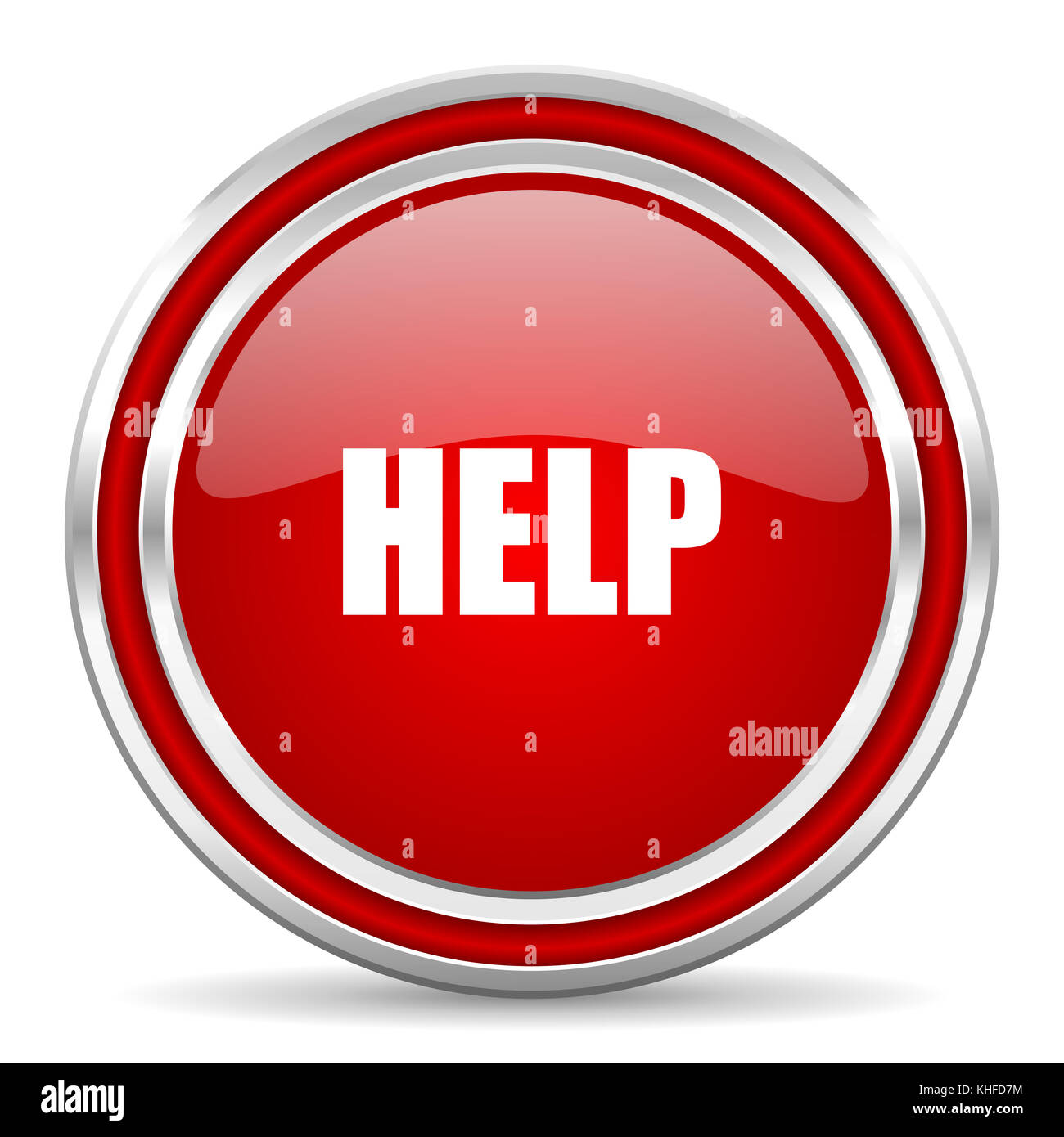 Help red silver metallic chrome border web and mobile phone icon on ...