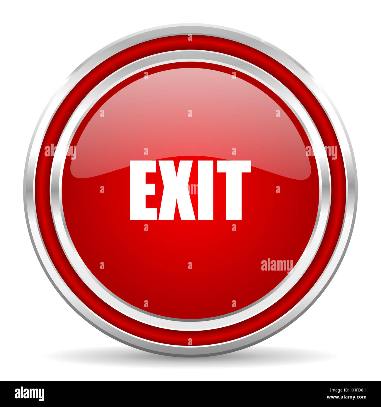 Exit red silver metallic chrome border web and mobile phone icon on ...