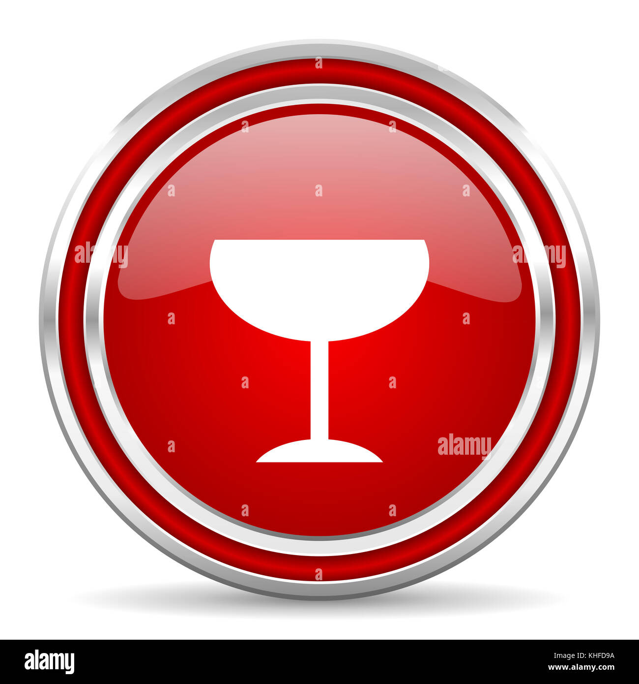 Alcohol red silver metallic chrome border web and mobile phone icon on ...