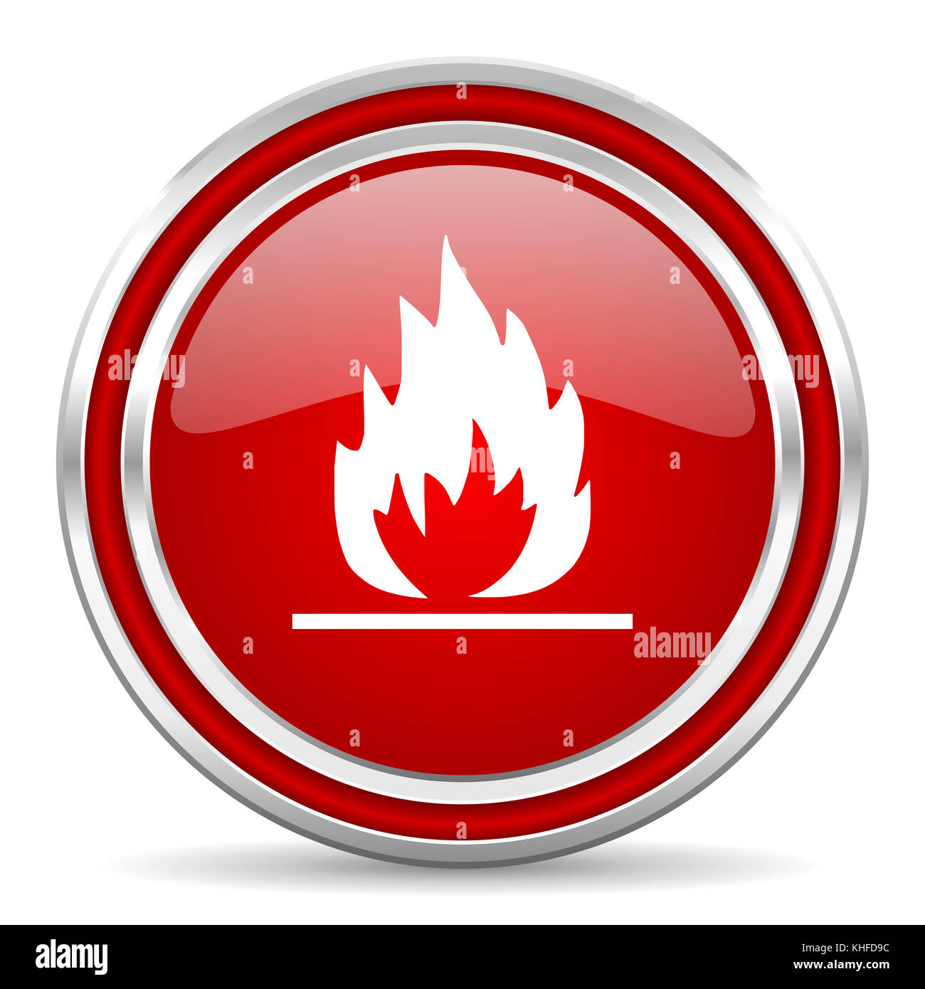 Flame red silver metallic chrome border web and mobile phone icon on ...