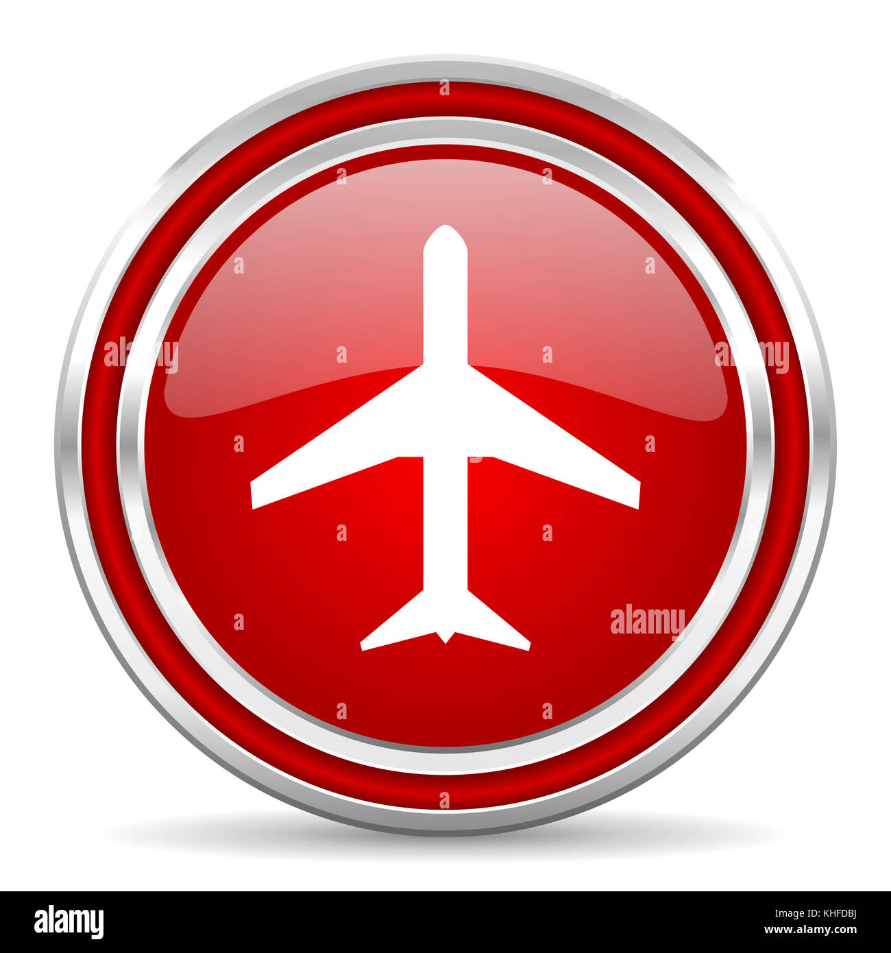 Plane red silver metallic chrome border web and mobile phone icon on ...