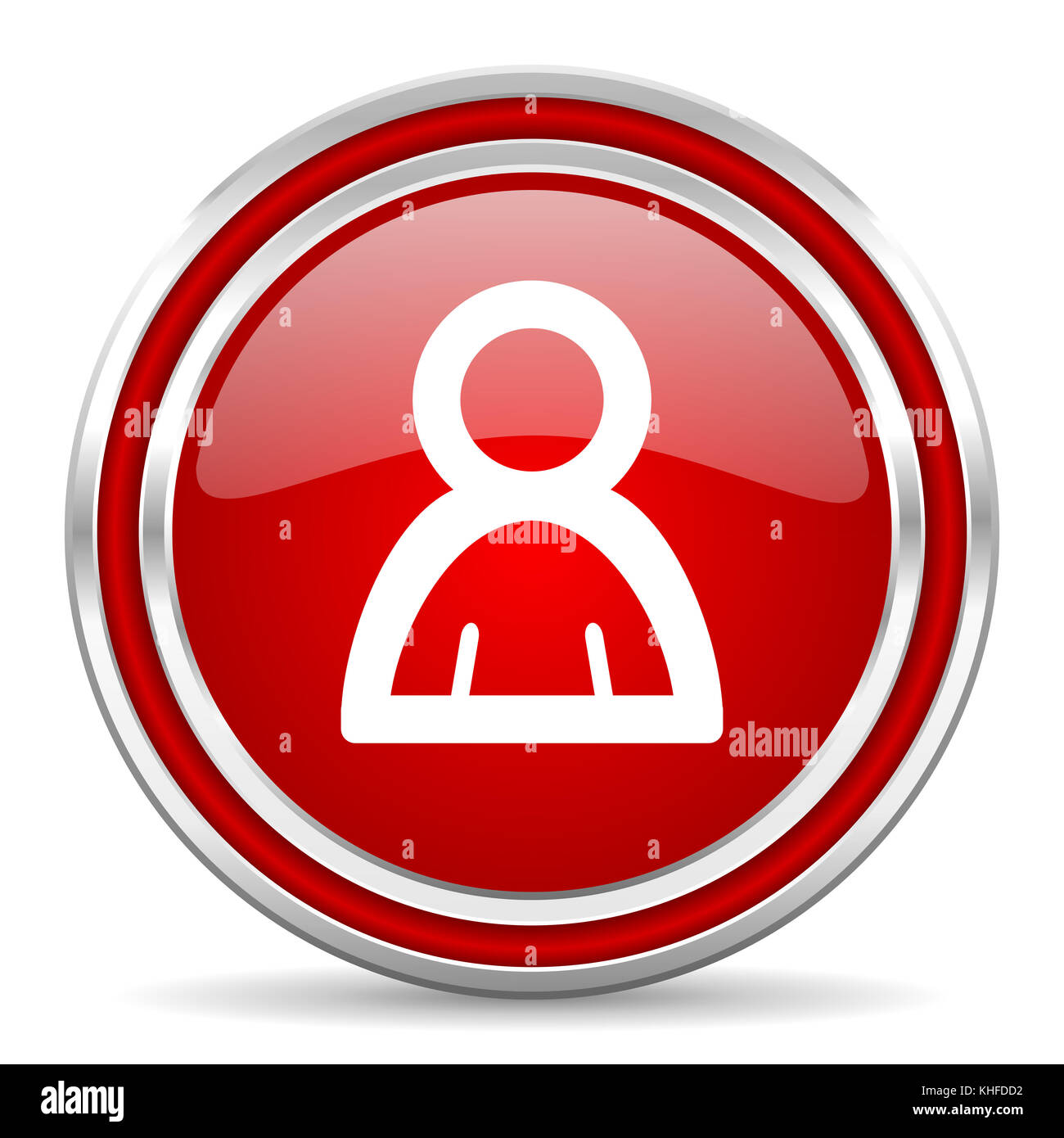 Person red silver metallic chrome border web and mobile phone icon on ...