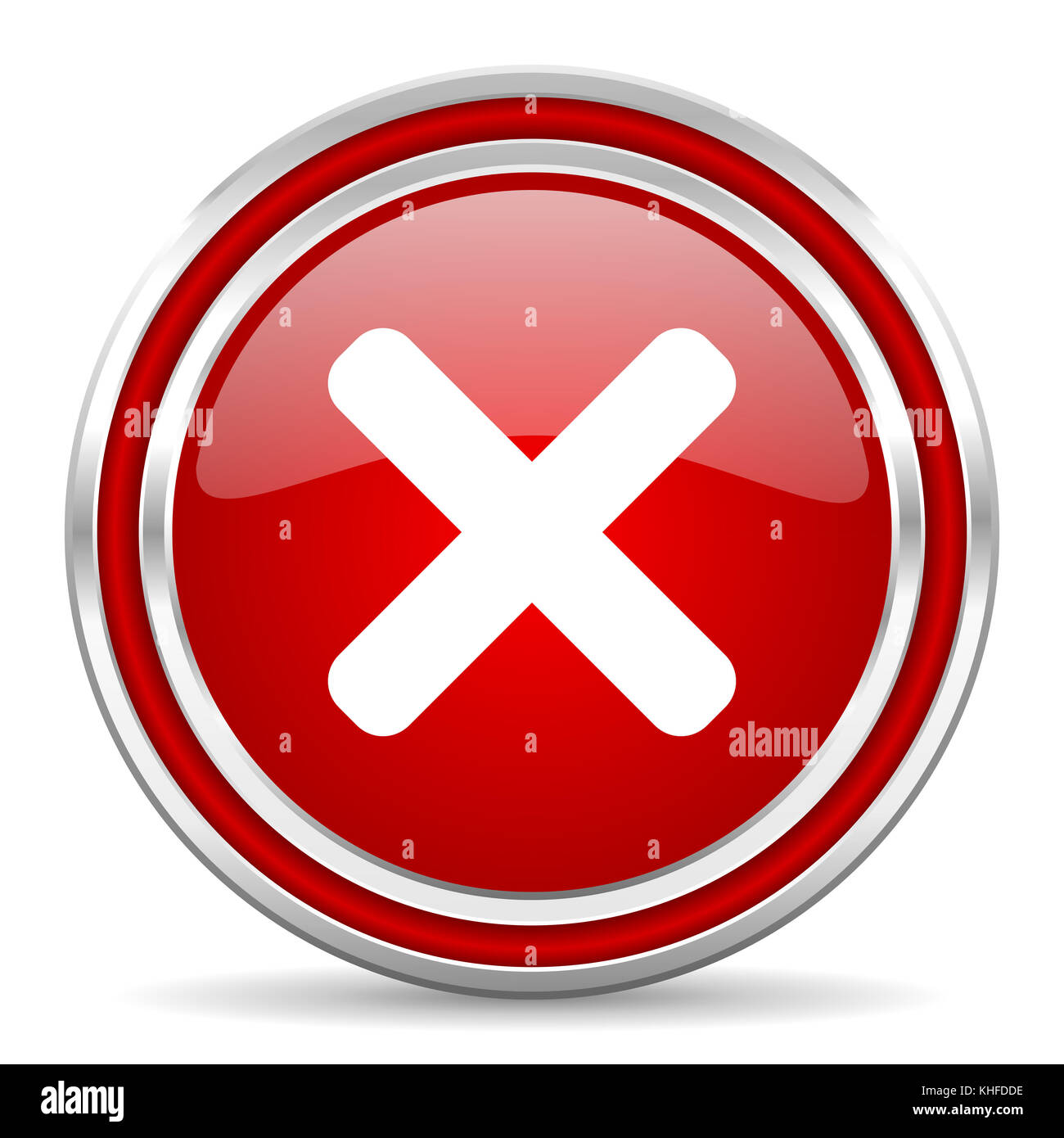 Cancel red silver metallic chrome border web and mobile phone icon on ...