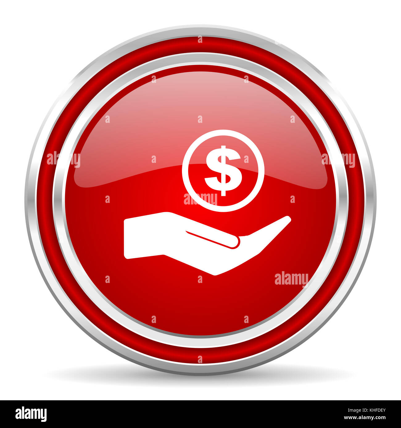 Save money red silver metallic chrome border web and mobile phone icon ...