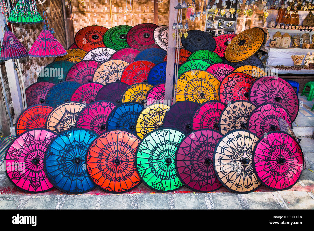 Burma umbrella display hi-res stock photography and images - Alamy