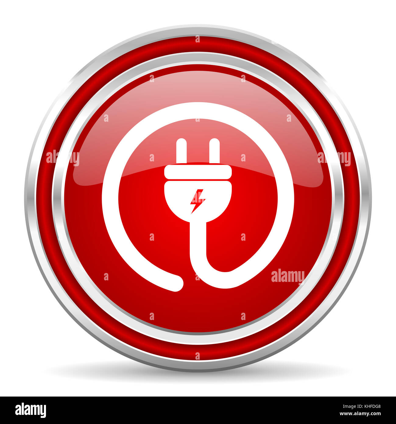 Electric plug red silver metallic chrome border web and mobile phone ...