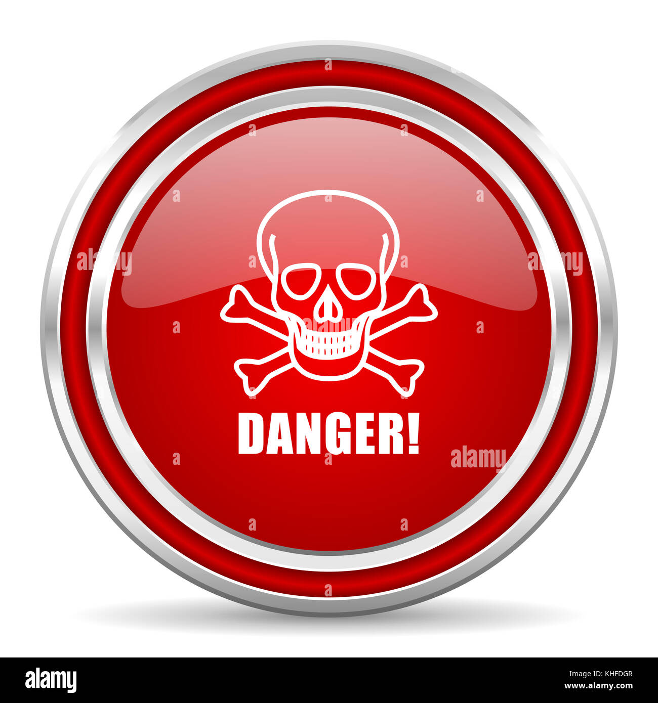 Danger skull red silver metallic chrome border web and mobile phone ...