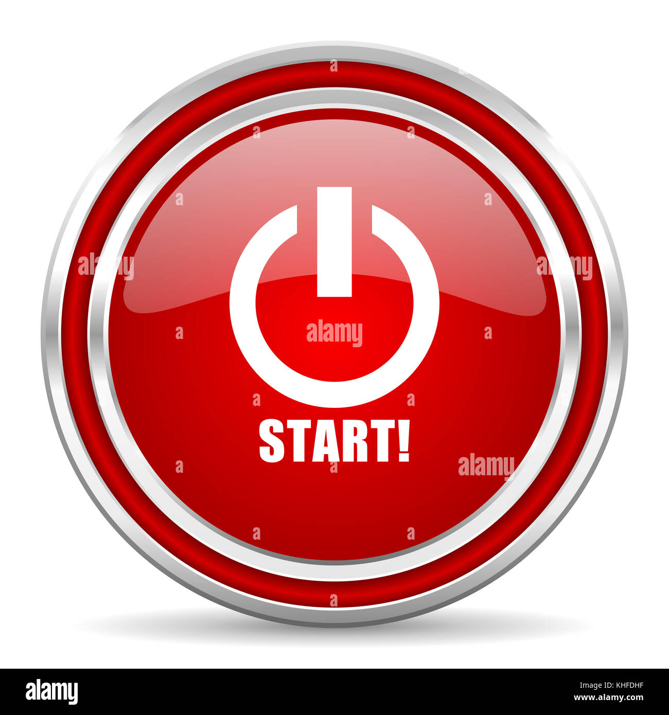 Start red silver metallic chrome border web and mobile phone icon on ...