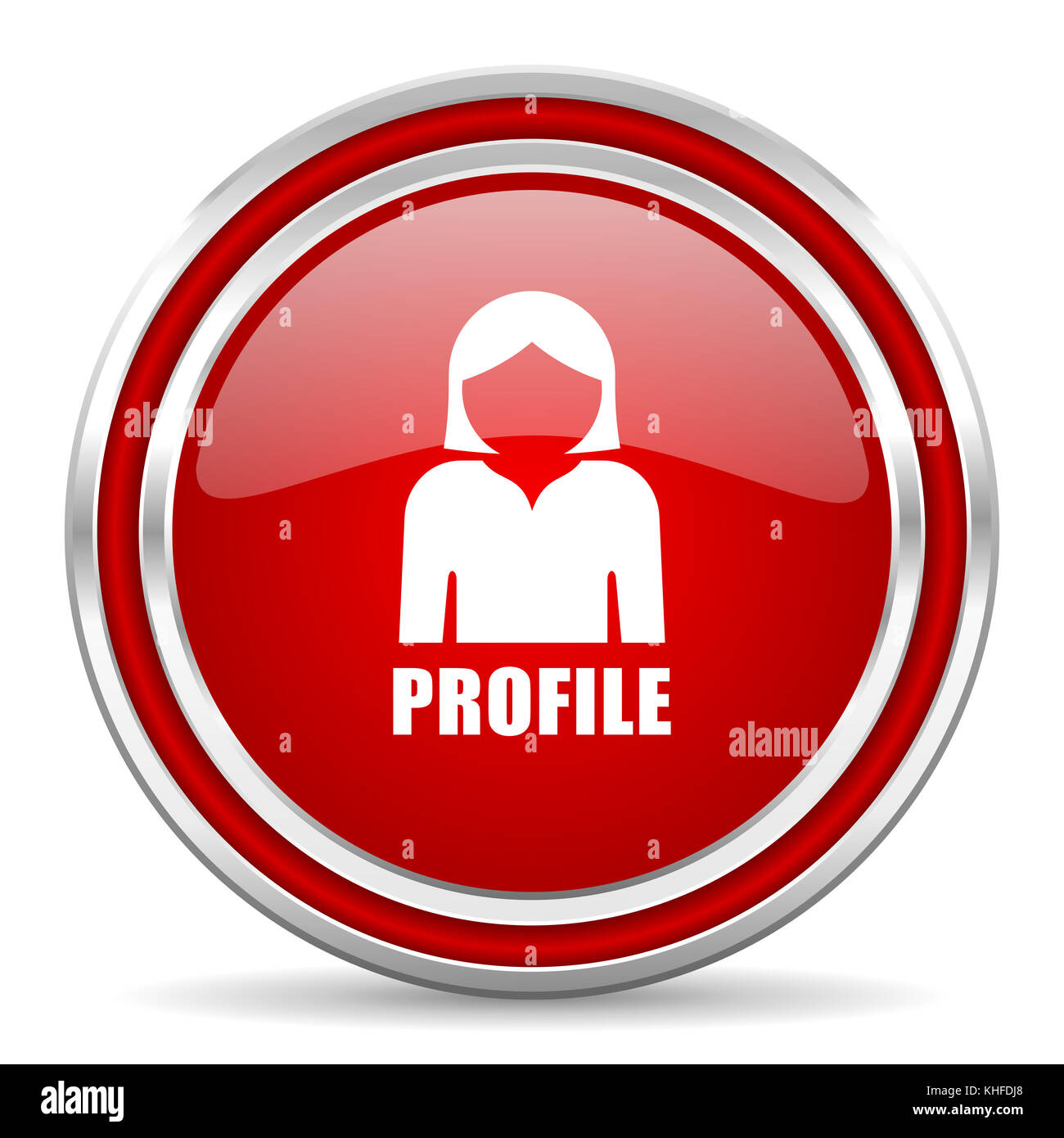 Profile red silver metallic chrome border web and mobile phone icon on ...