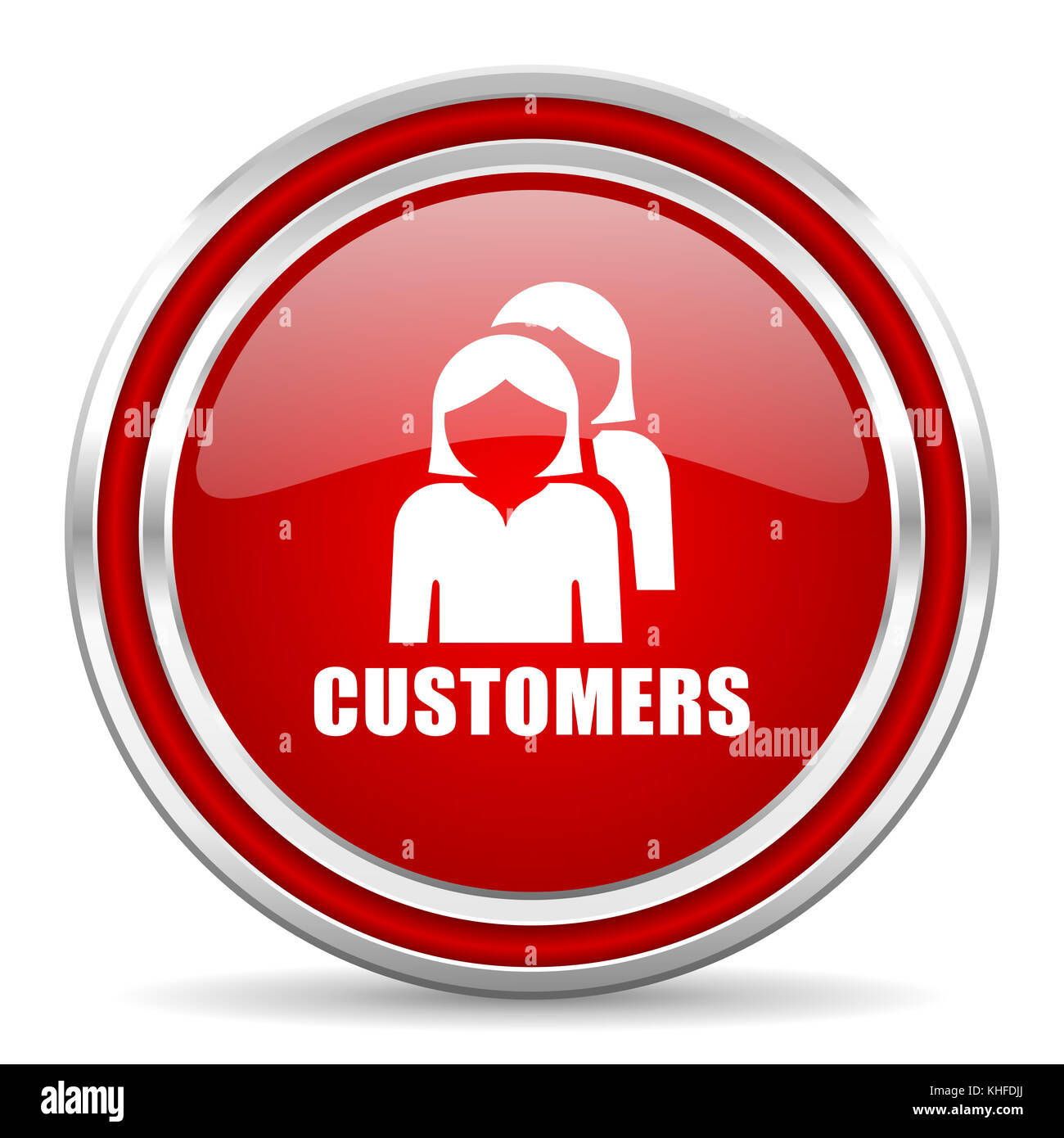 Customers red silver metallic chrome border web and mobile phone icon ...