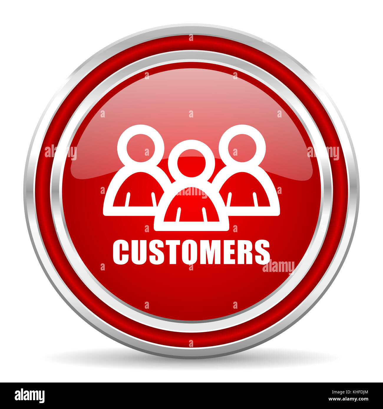 Customers red silver metallic chrome border web and mobile phone icon ...